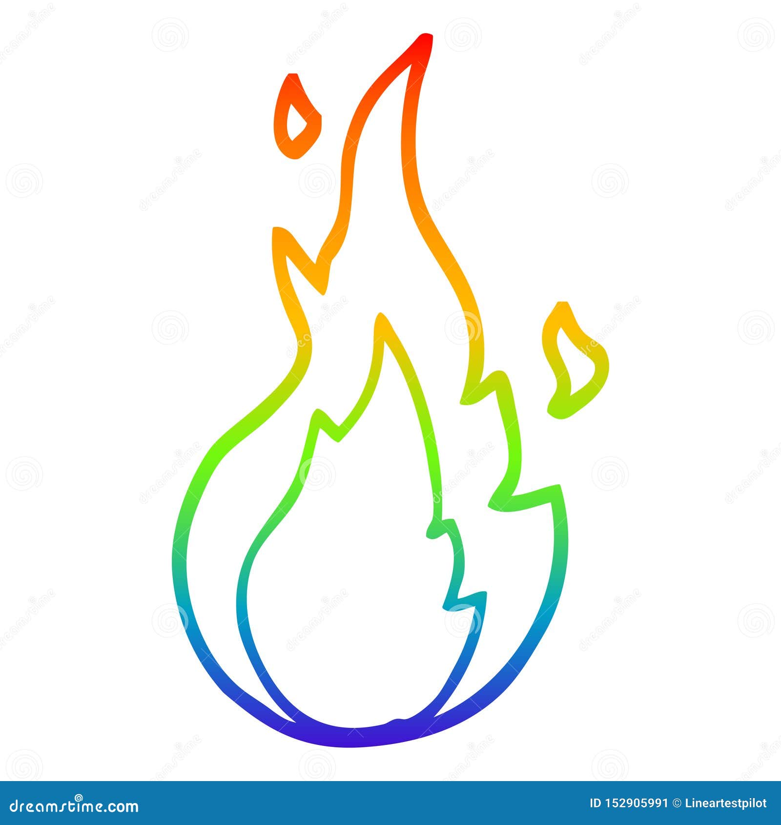 A Creative Rainbow Gradient Line Drawing Cartoon Flame Symbol Stock ...