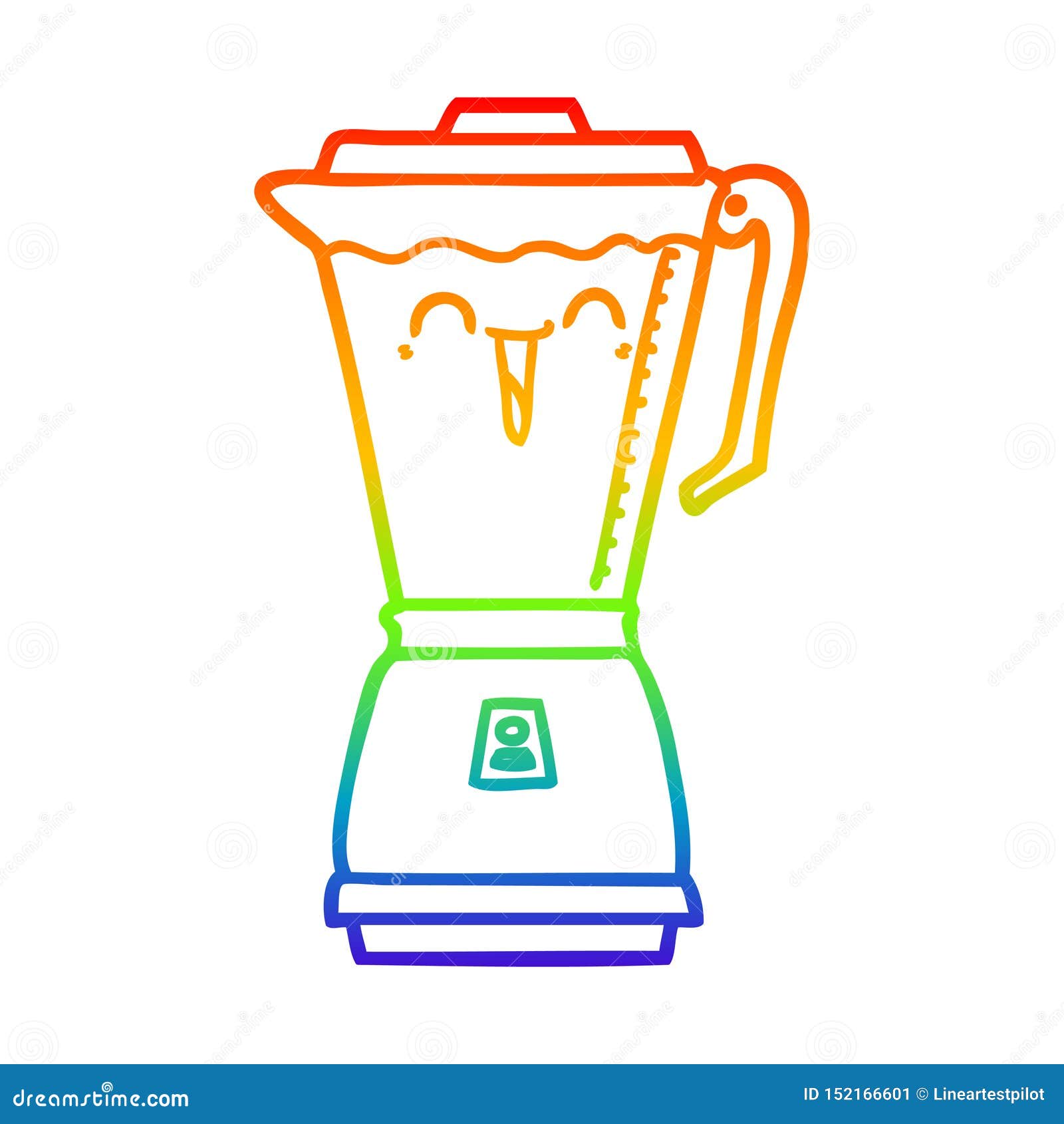 A Creative Rainbow Gradient Line Drawing Cartoon Food Processor Stock ...