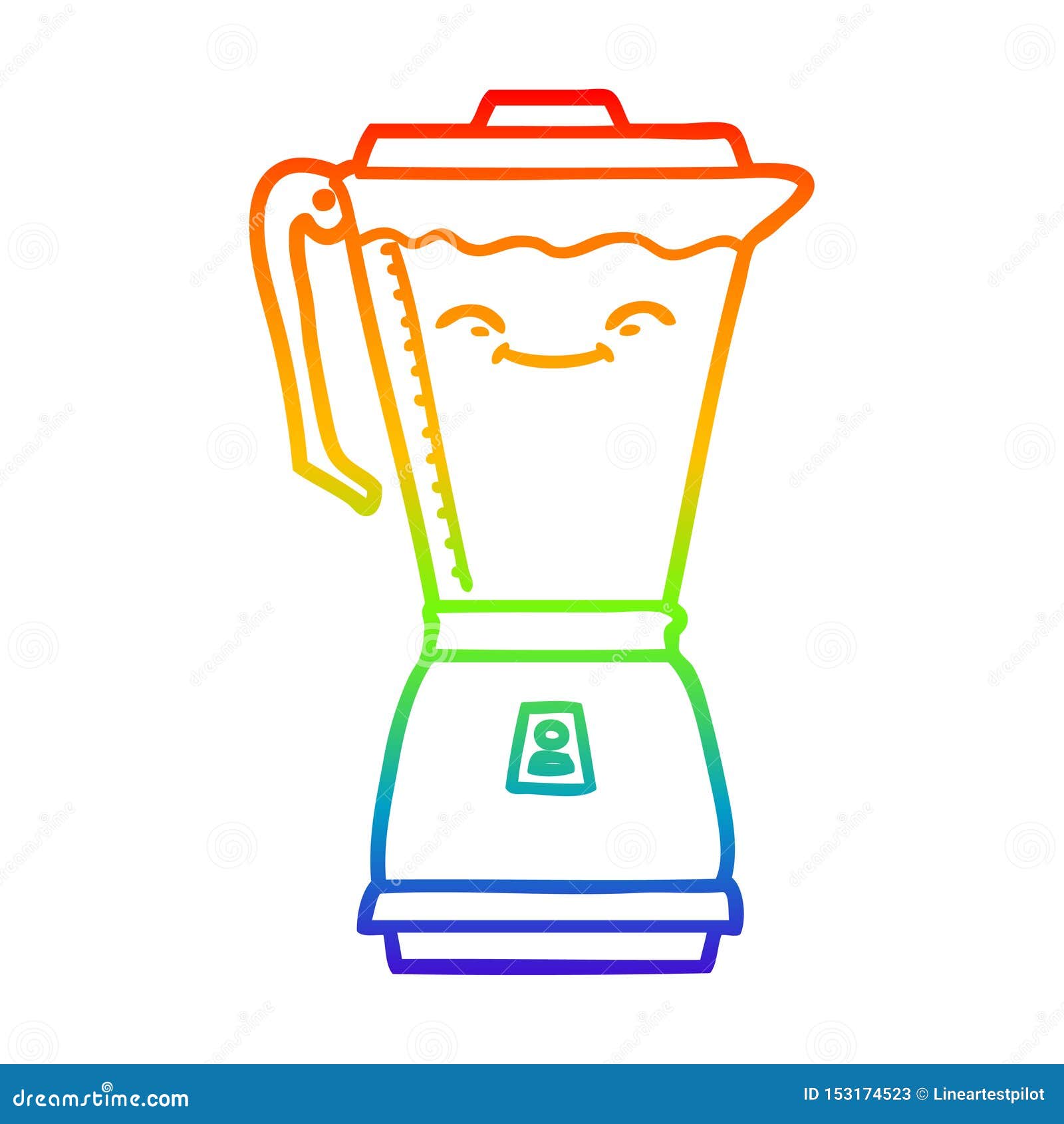 A Creative Rainbow Gradient Line Drawing Cartoon Food Processor Stock ...
