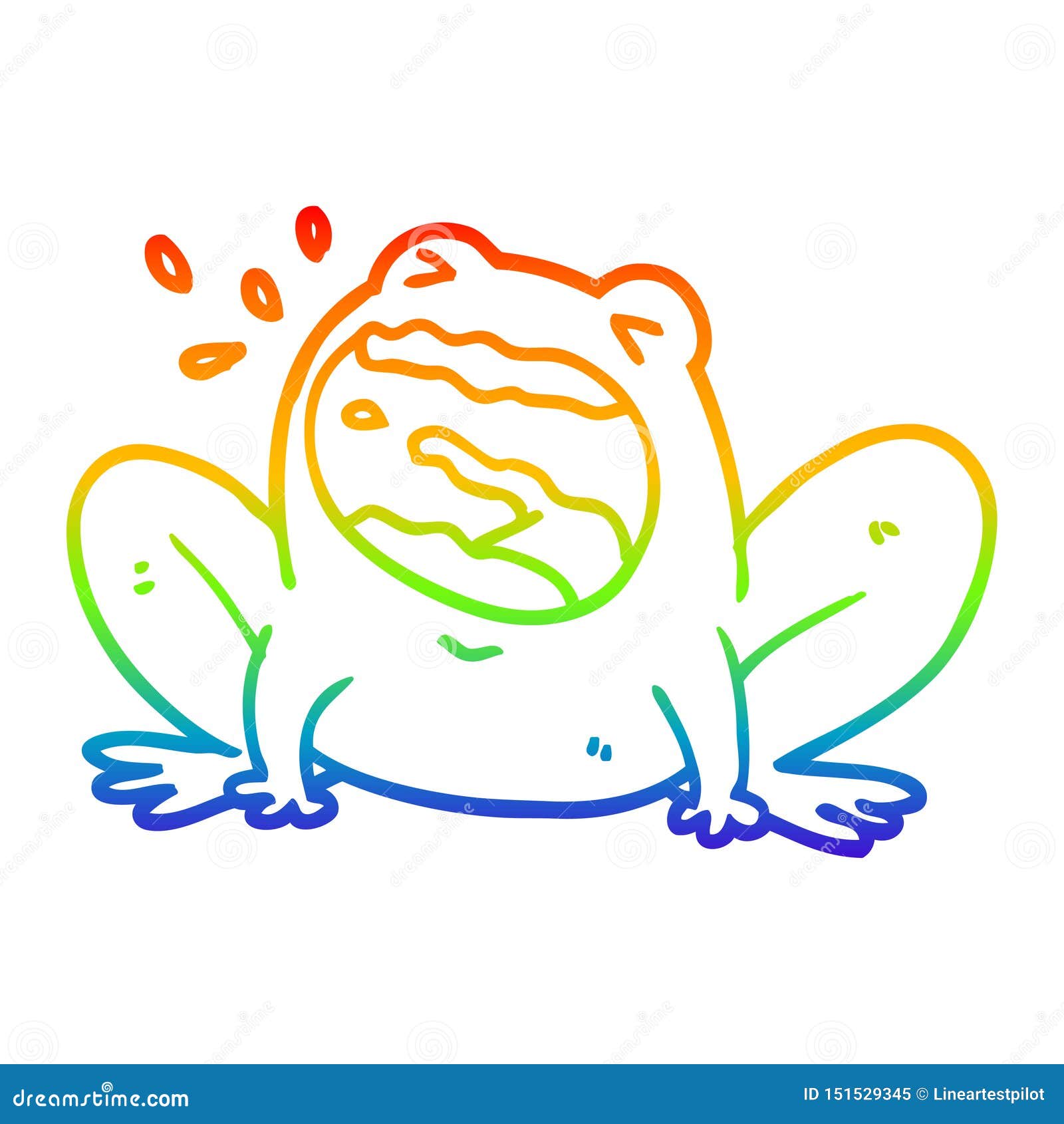 A Creative Rainbow Gradient Line Drawing Cartoon Frog Shouting Stock ...
