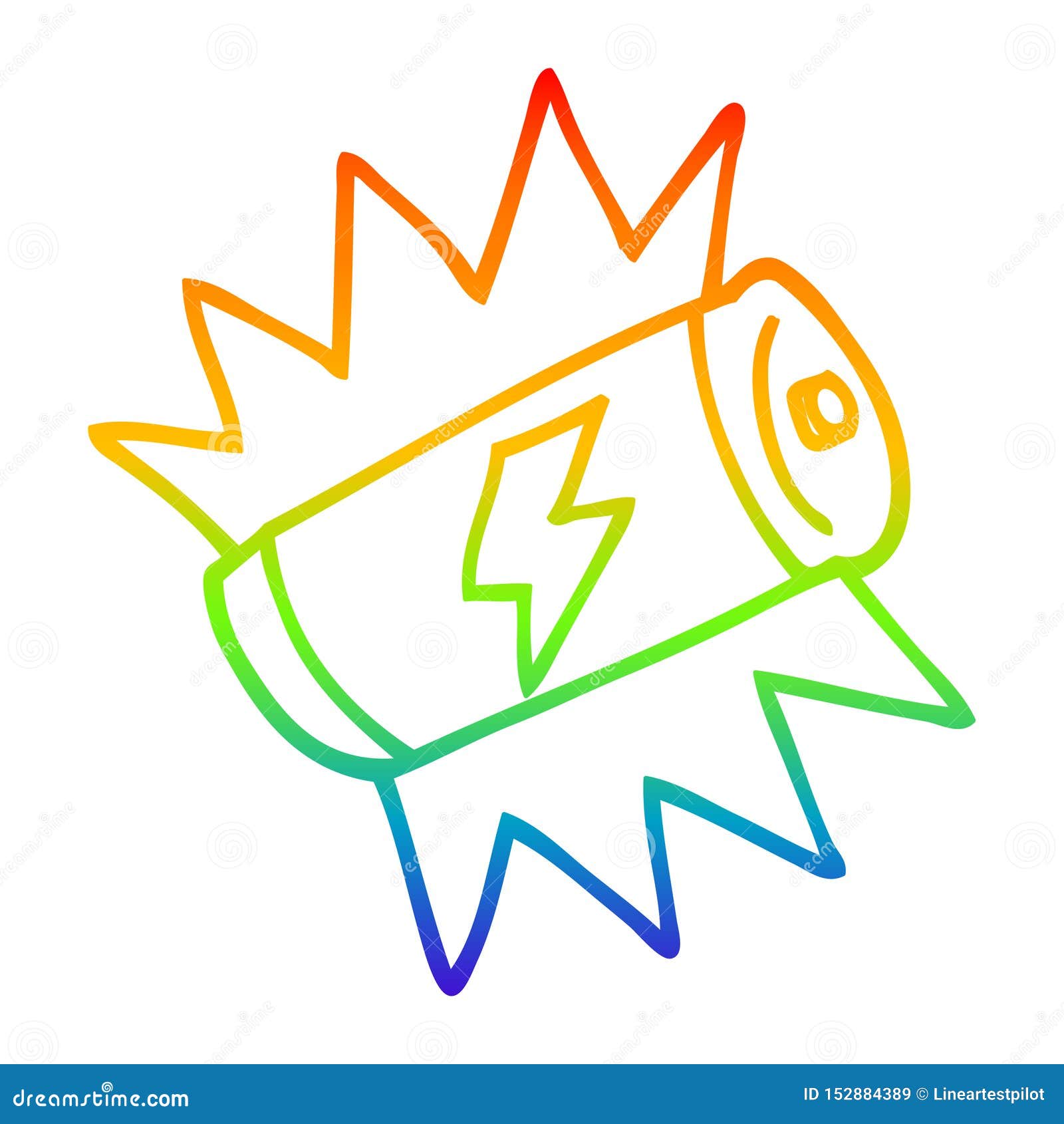 A Creative Rainbow Gradient Line Drawing Cartoon Fully Charged Battery ...