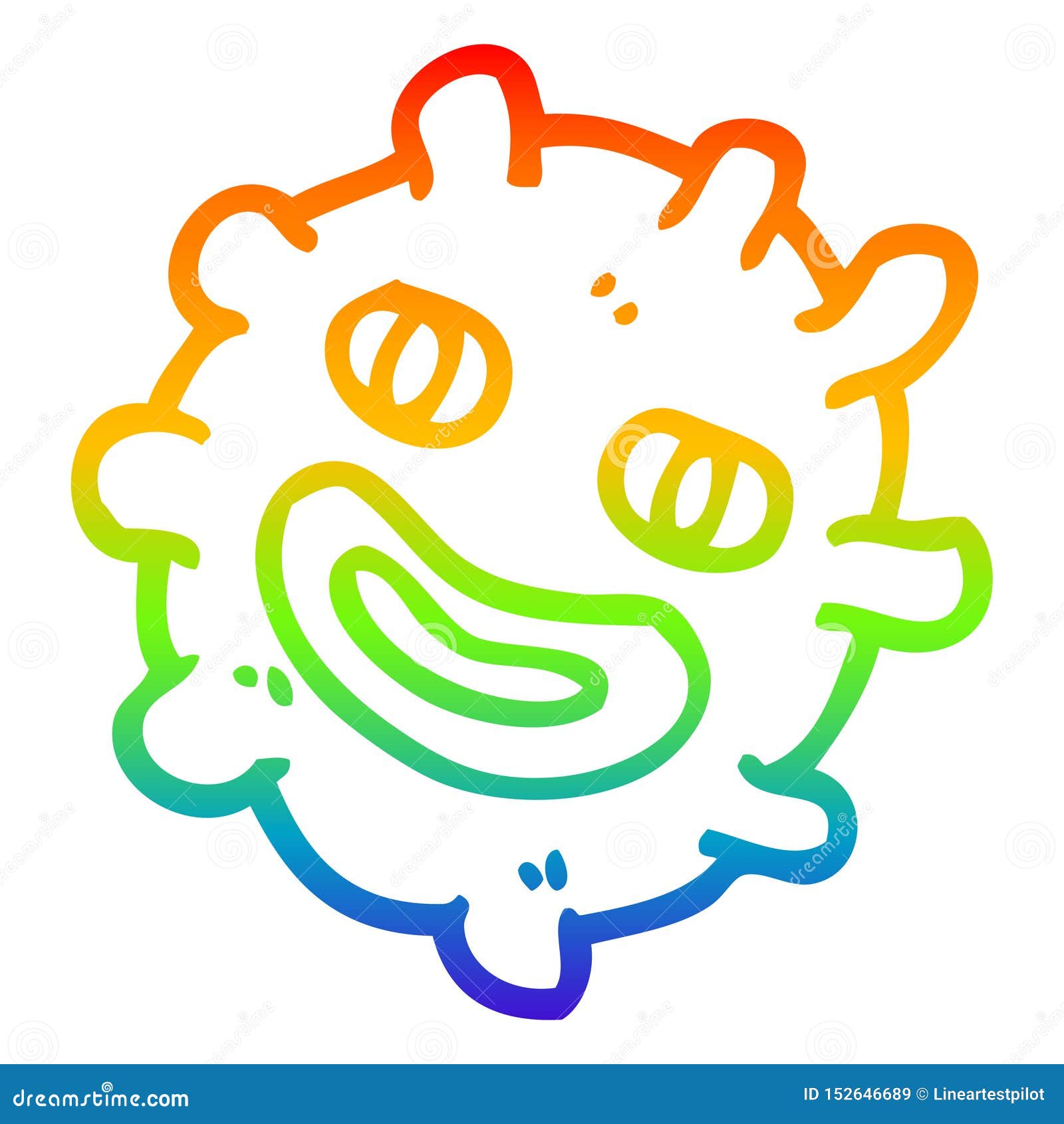 A Creative Rainbow Gradient Line Drawing Cartoon Funny Germ Stock ...