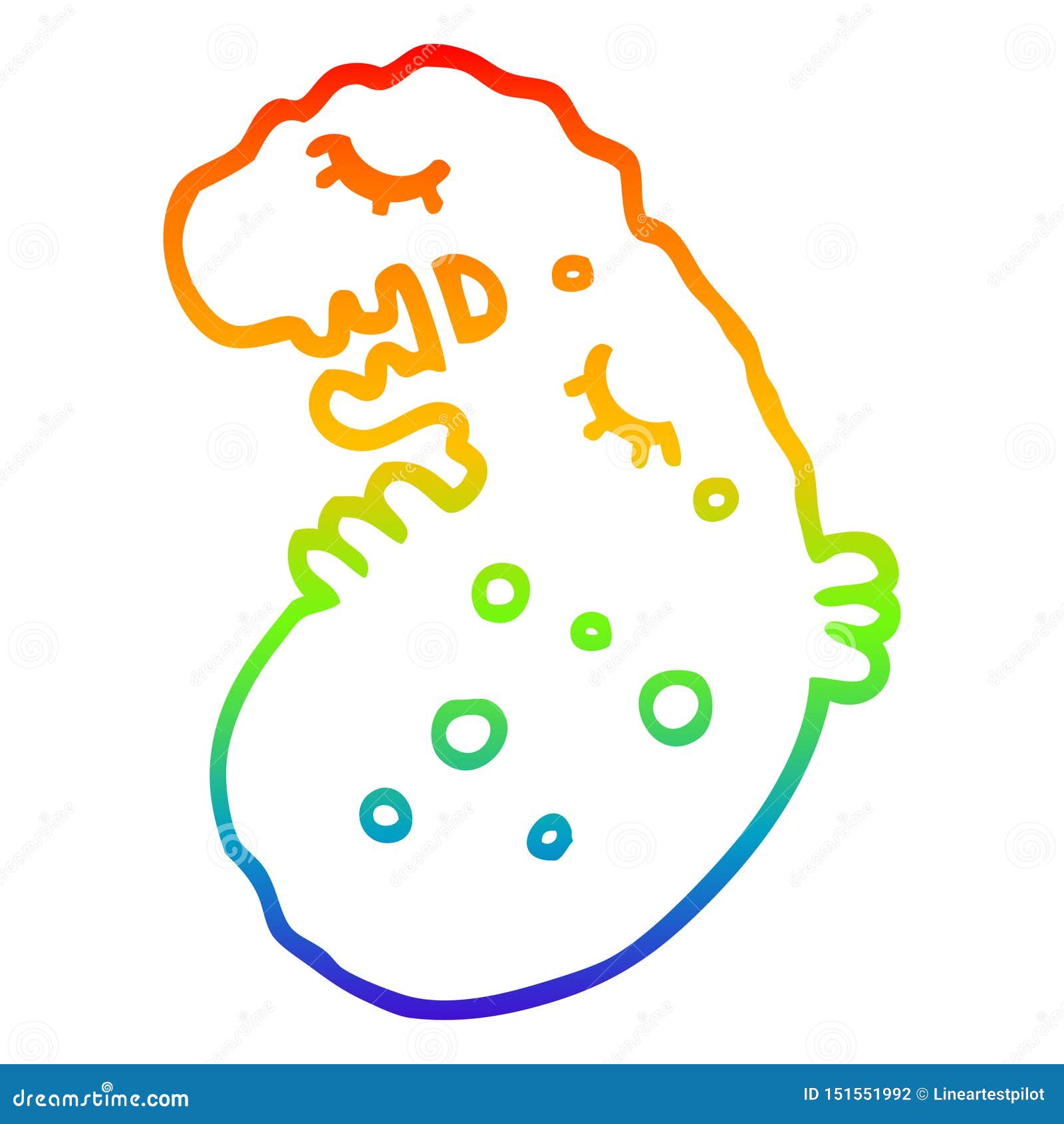 A Creative Rainbow Gradient Line Drawing Cartoon Germ Stock Vector ...