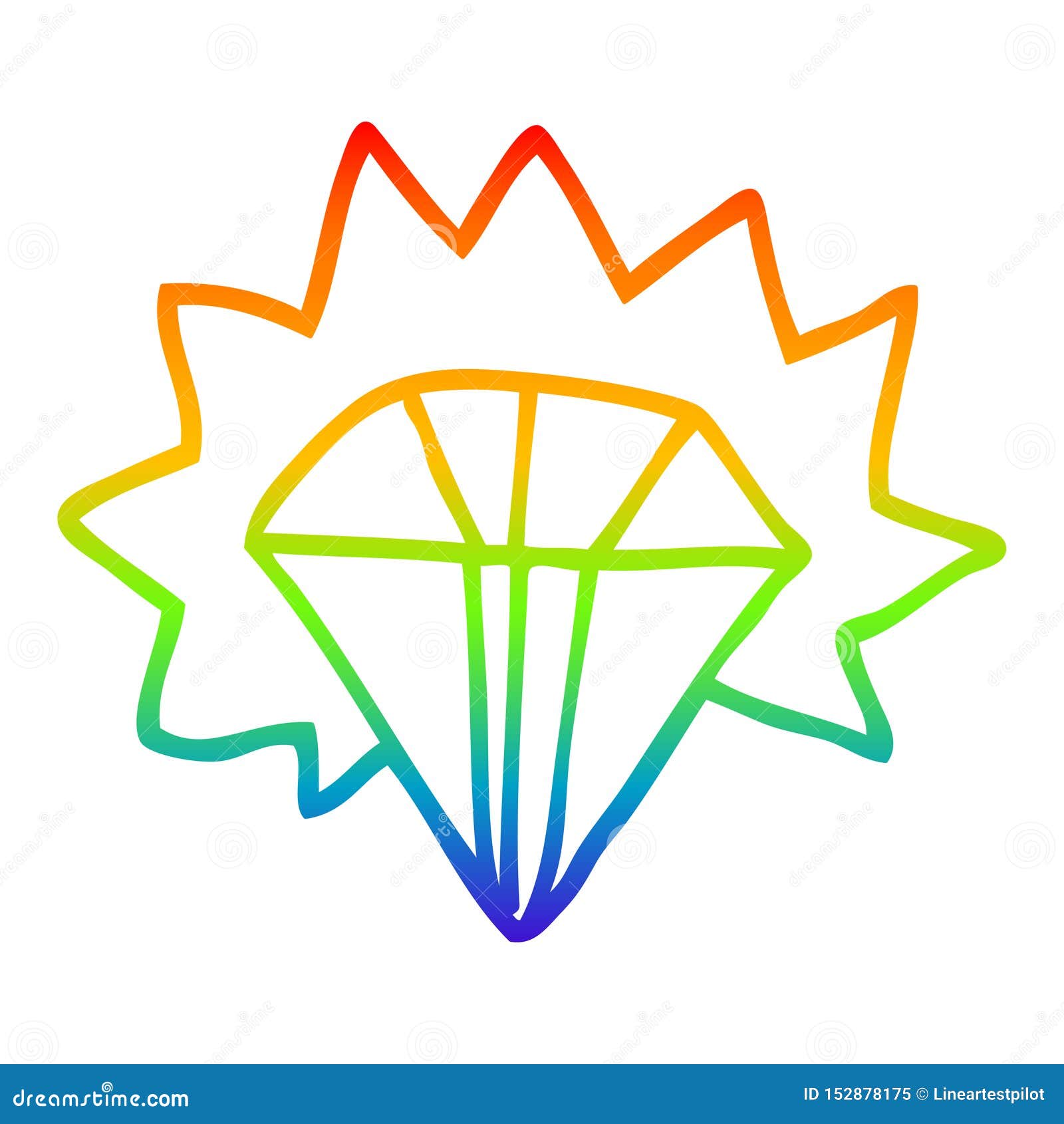 A Creative Rainbow Gradient Line Drawing Cartoon Giant Ruby Stock ...
