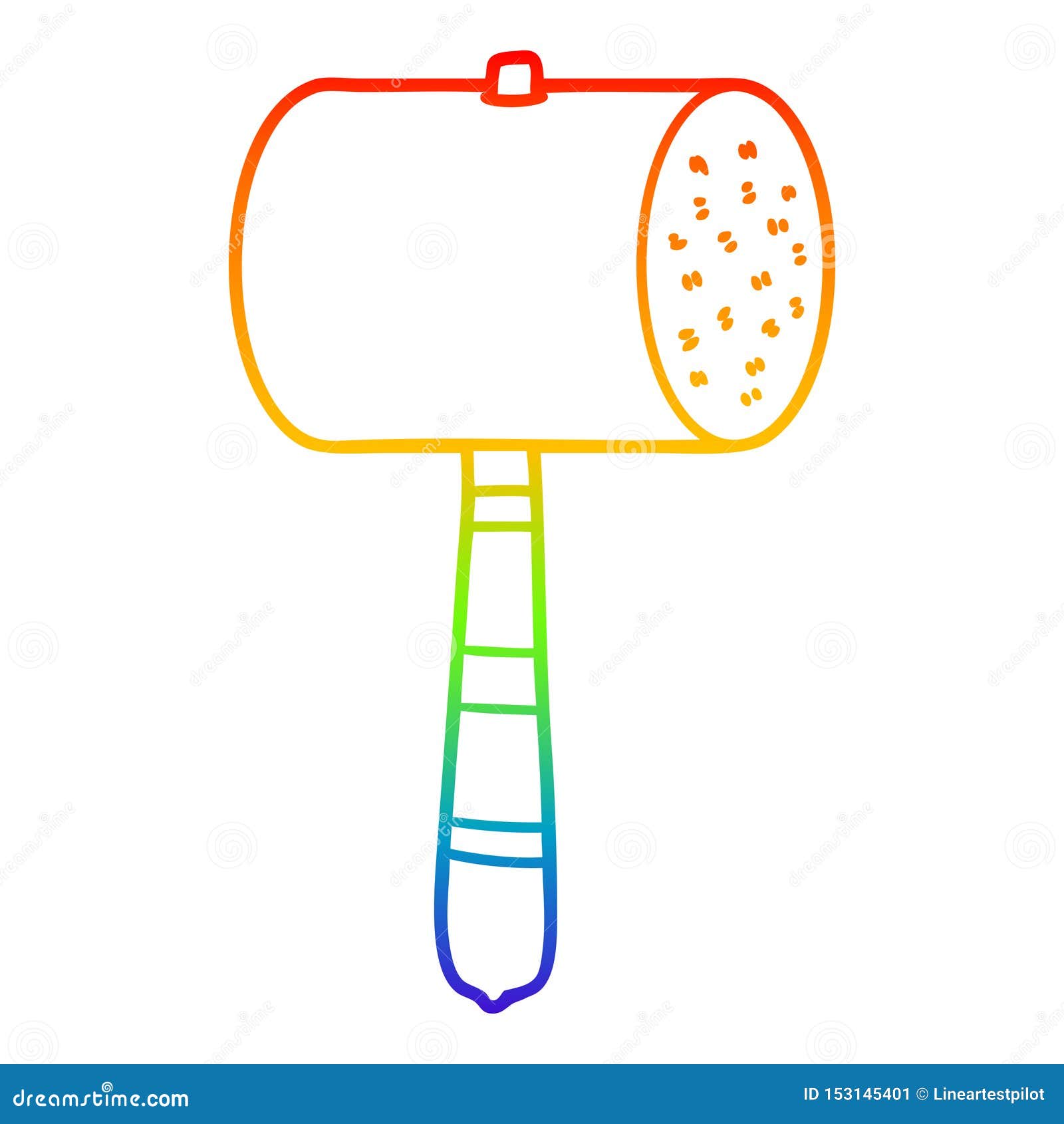 A Creative Rainbow Gradient Line Drawing Cartoon Hammer Stock Vector ...