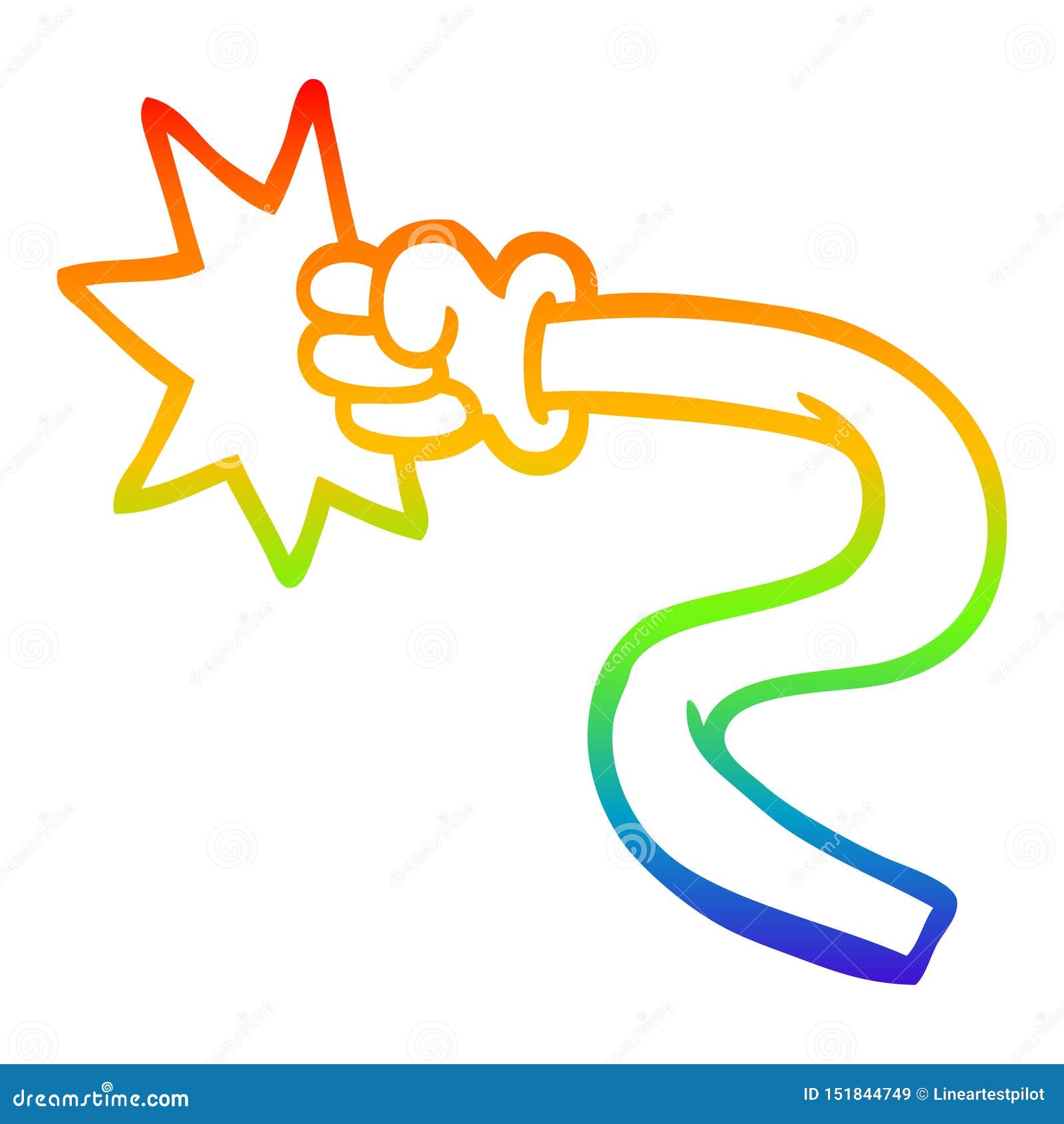 A Creative Rainbow Gradient Line Drawing Cartoon Hand Gestures Stock ...