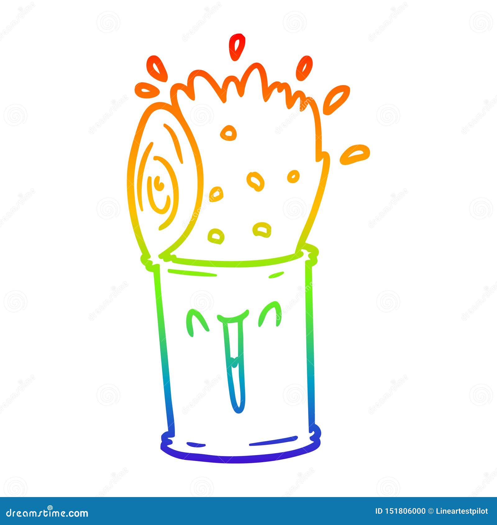 A Creative Rainbow Gradient Line Drawing Cartoon Happy Exploding Soup ...