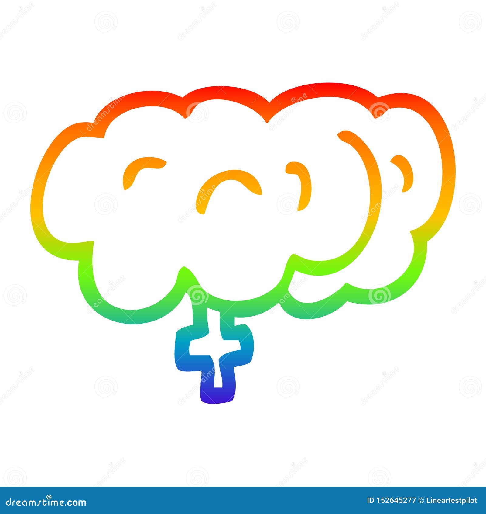 A Creative Rainbow Gradient Line Drawing Cartoon Human Brain Stock ...