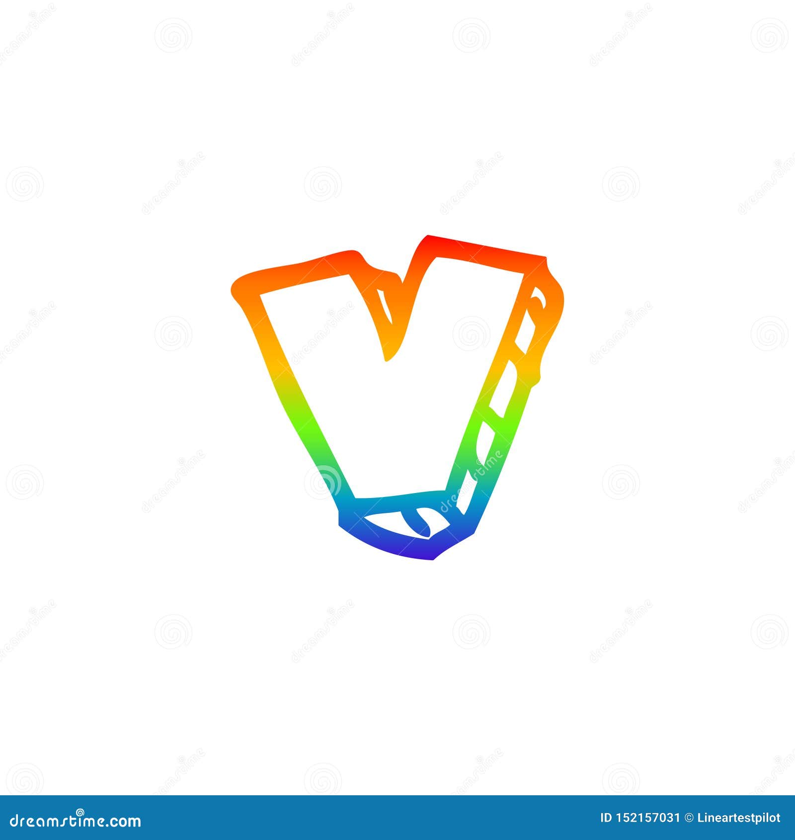 A Creative Rainbow Gradient Line Drawing Cartoon Letter V Stock Vector ...