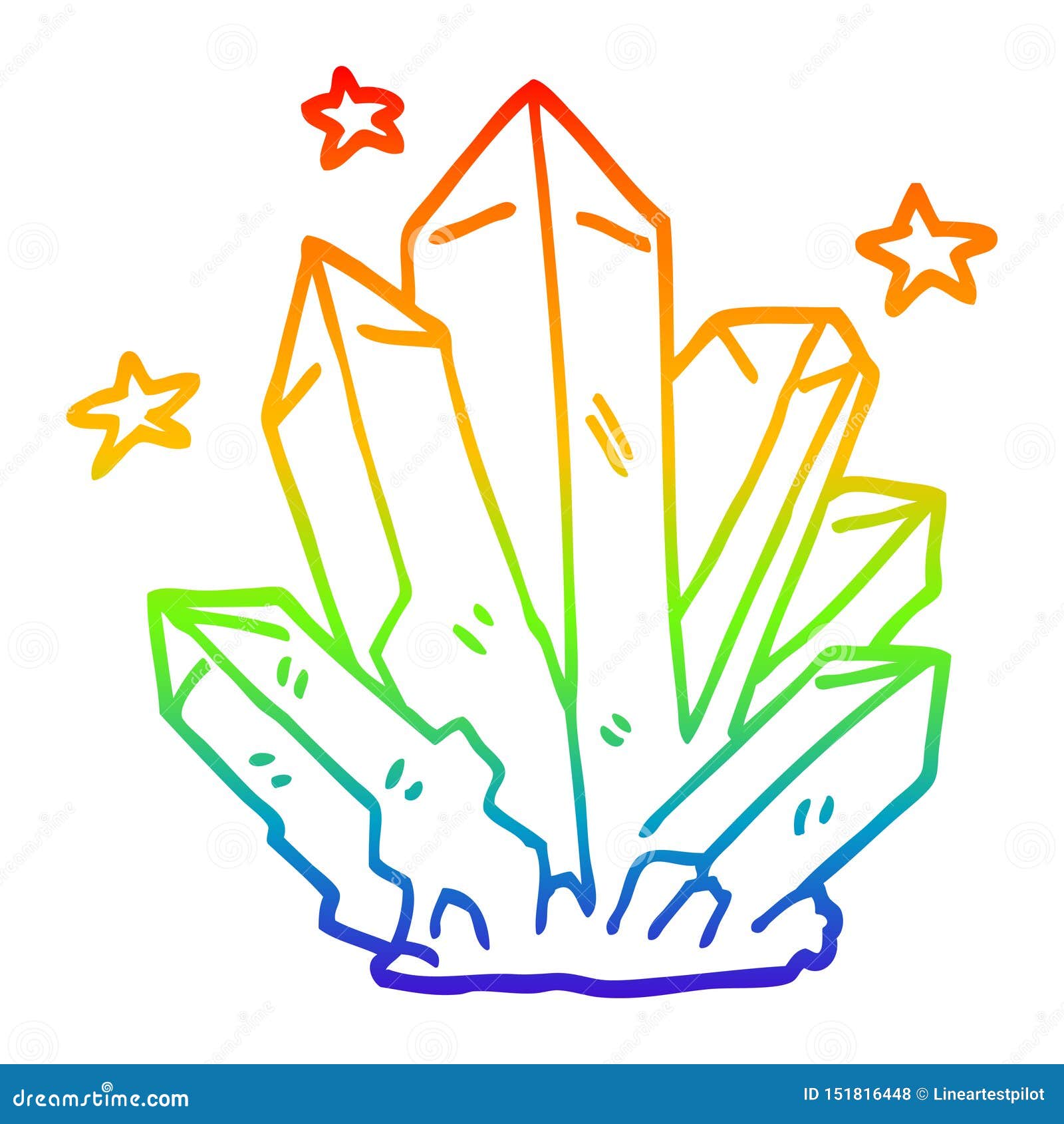 A Creative Rainbow Gradient Line Drawing Cartoon Magic Crystal Stock ...