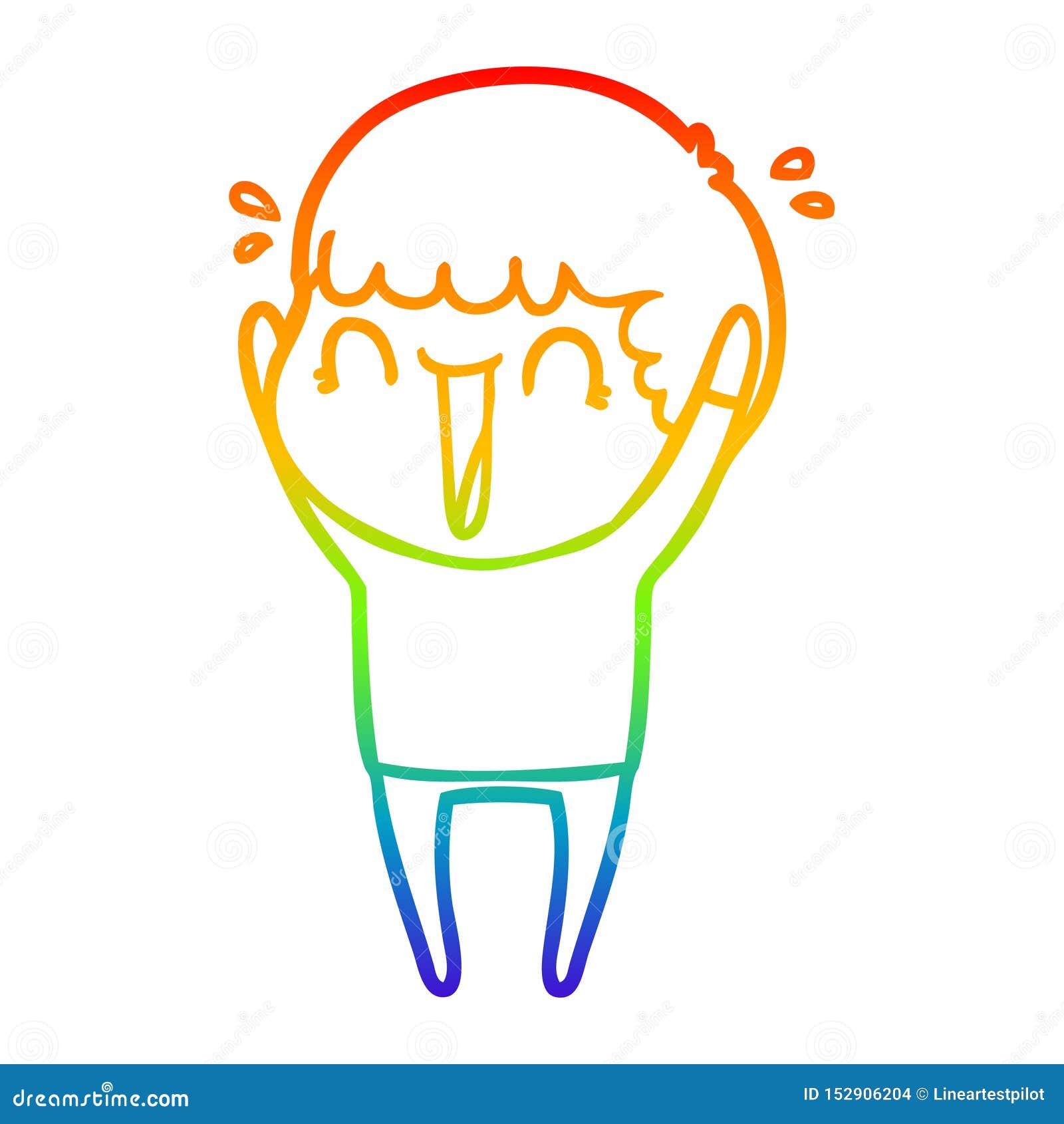 A Creative Rainbow Gradient Line Drawing Cartoon Man Jumping for Joy ...