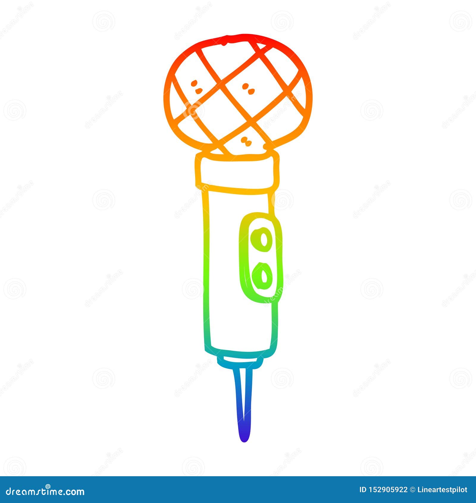 A Creative Rainbow Gradient Line Drawing Cartoon Microphone Stock ...