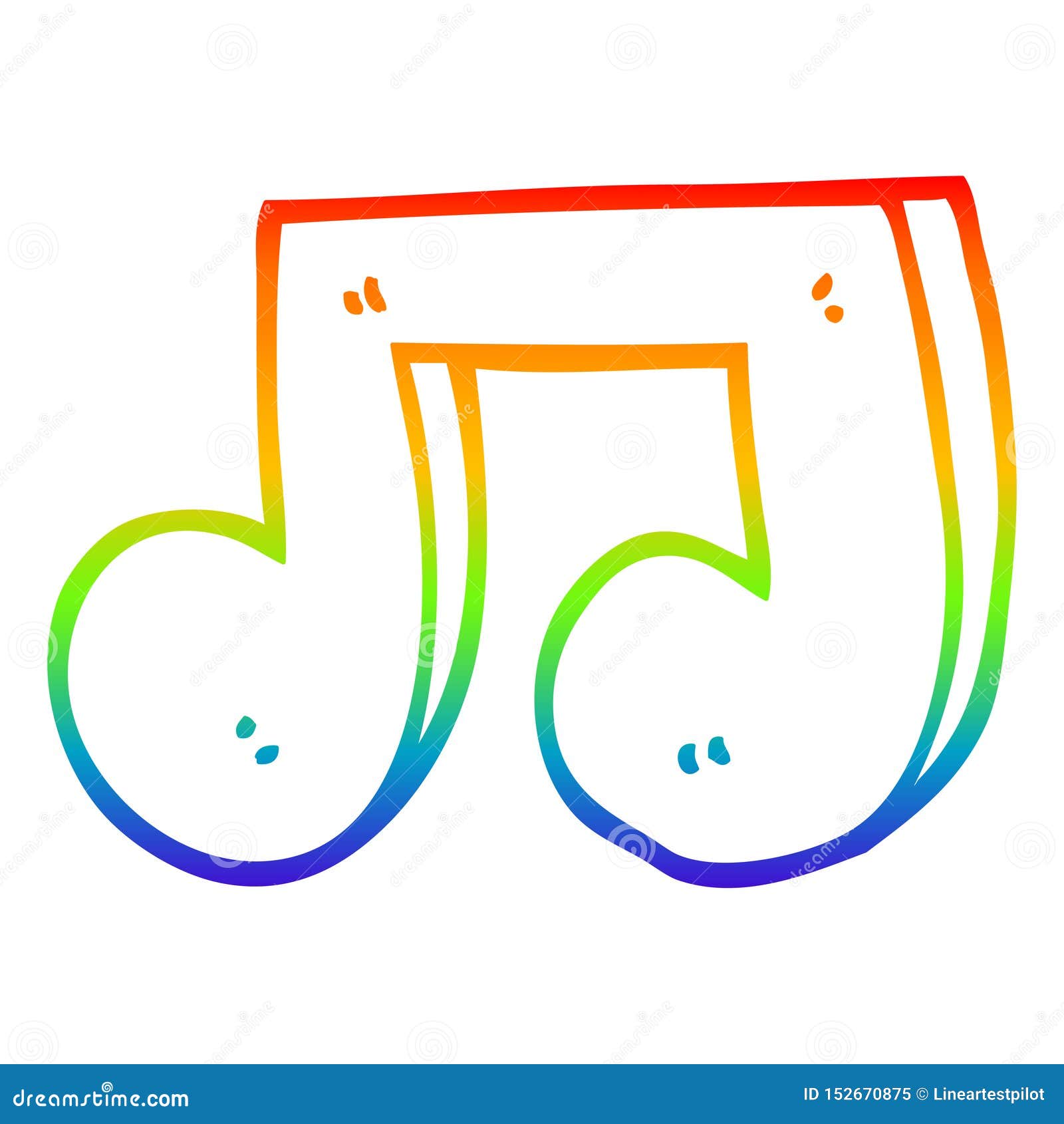 A Creative Rainbow Gradient Line Drawing Cartoon Musical Notes Stock ...