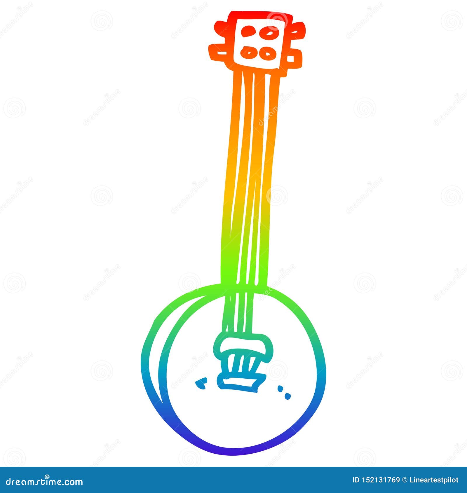 A Creative Rainbow Gradient Line Drawing Cartoon Old Banjo Stock Vector ...