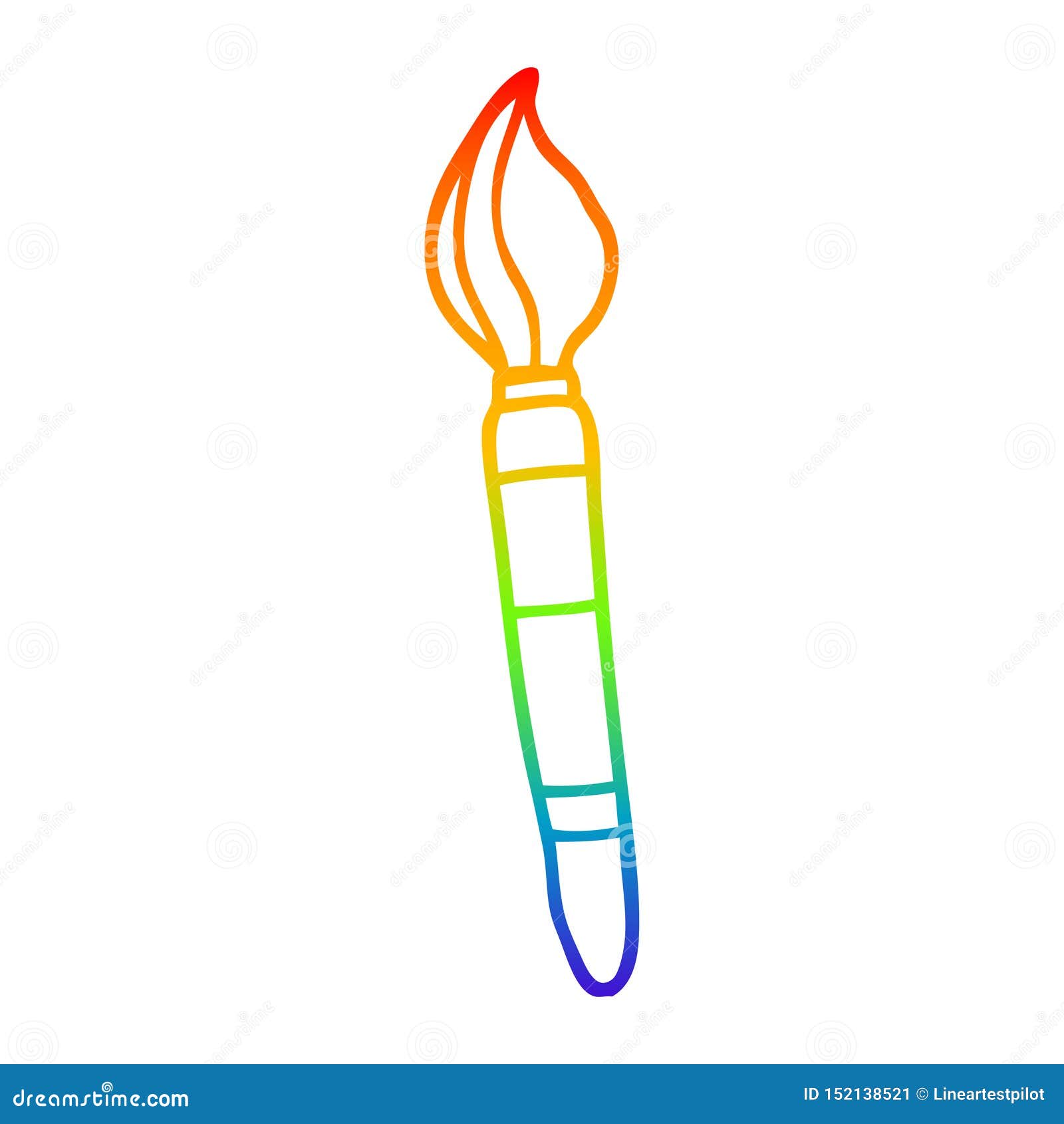 A Creative Rainbow Gradient Line Drawing Cartoon Paint Brush Stock ...