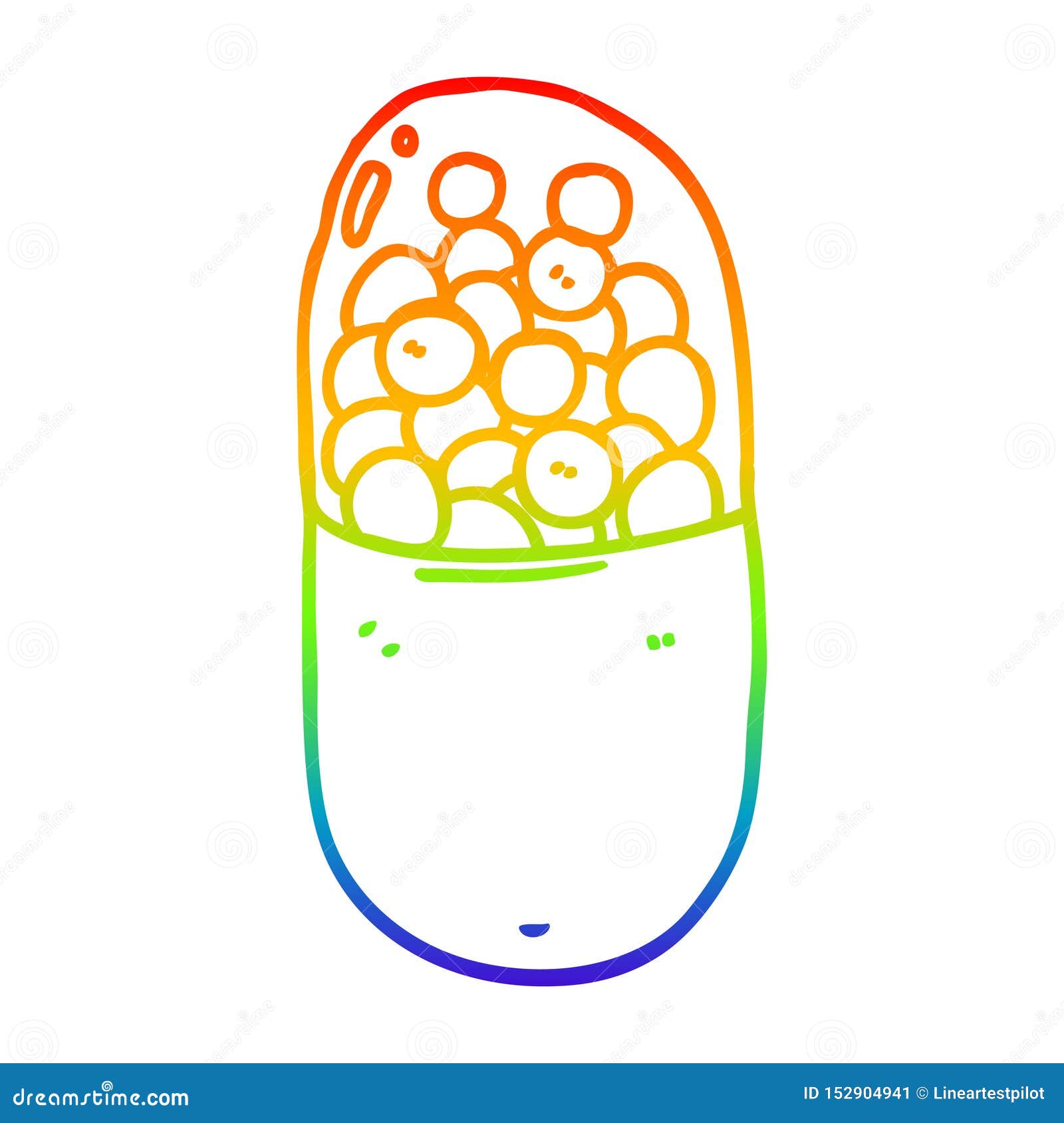 A Creative Rainbow Gradient Line Drawing Cartoon Pill Stock Vector ...