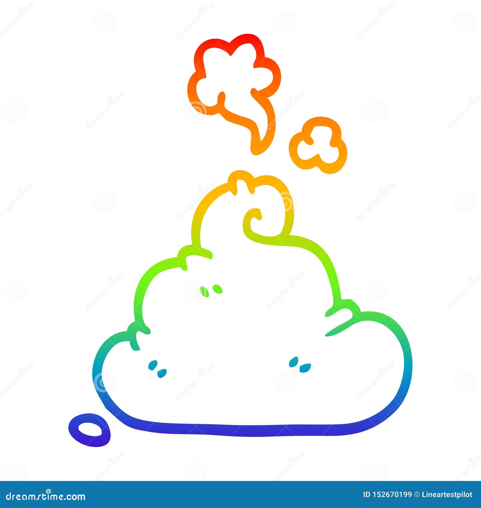 A Creative Rainbow Gradient Line Drawing Cartoon Poop Stock Vector ...