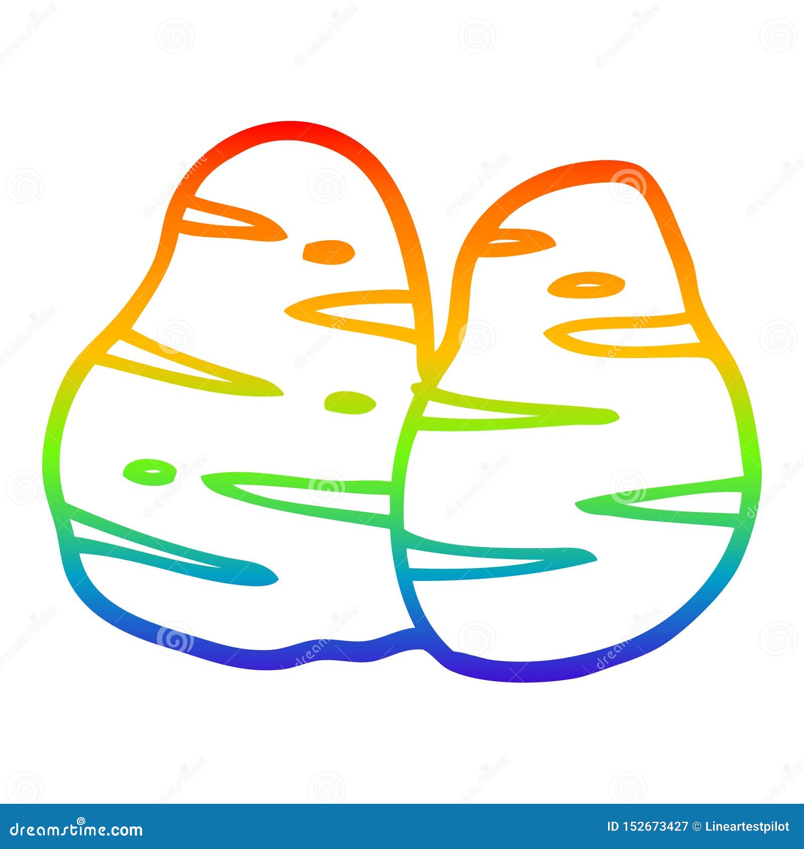 A Creative Rainbow Gradient Line Drawing Cartoon Potatoes Stock Vector ...