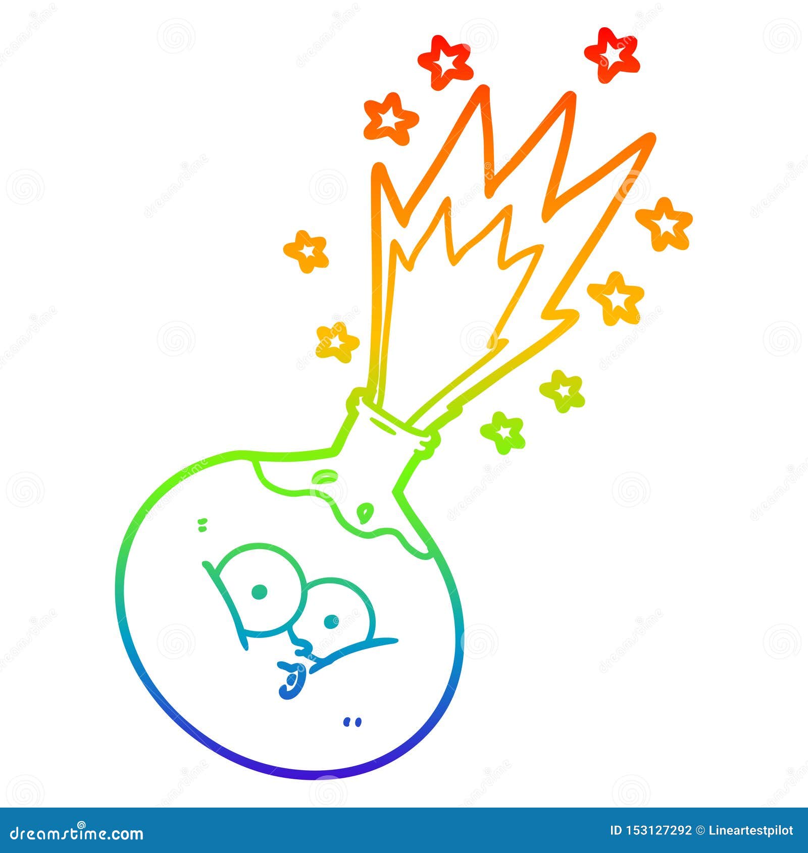 A Creative Rainbow Gradient Line Drawing Cartoon Potion Exploding Stock ...