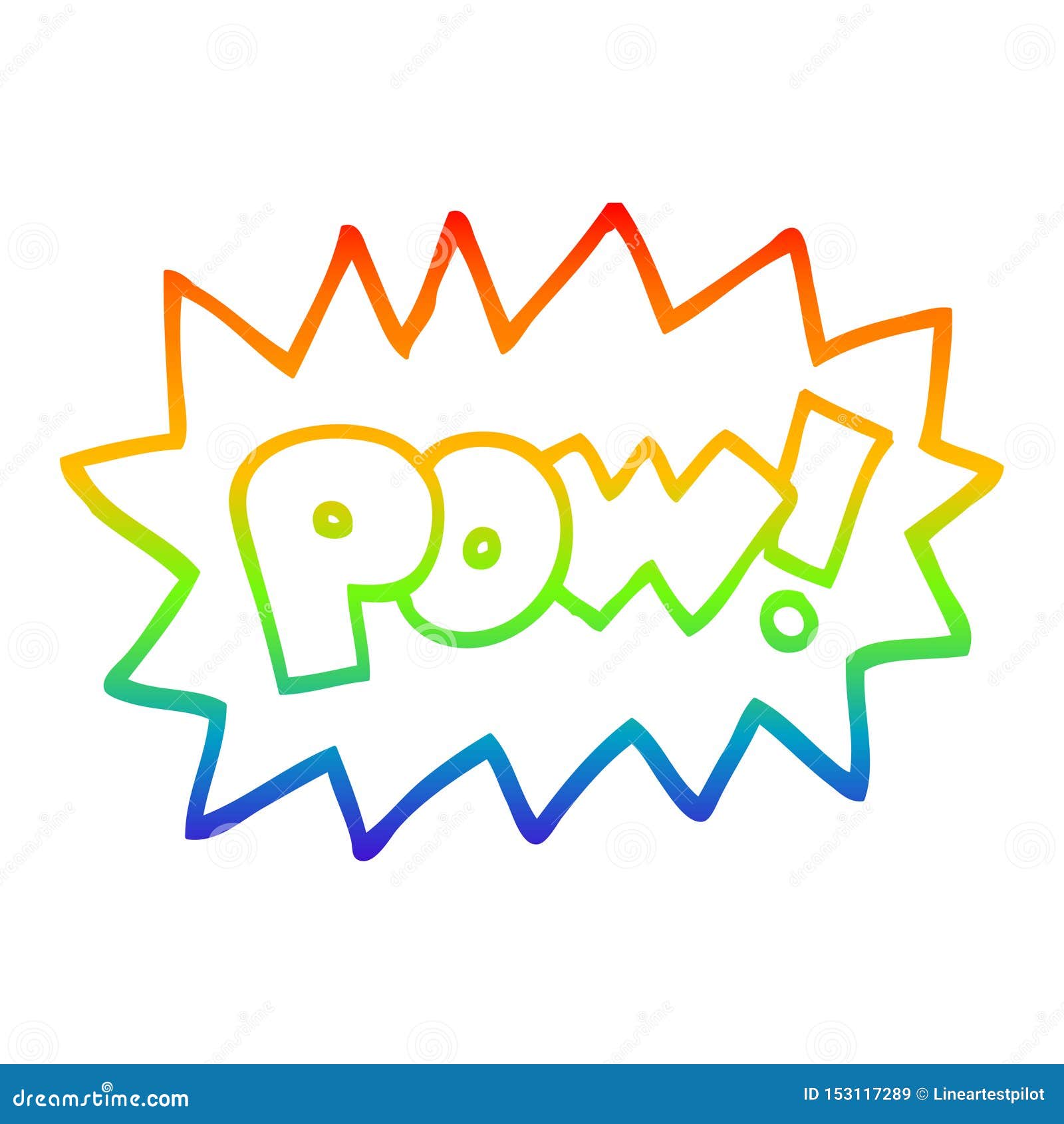 A Creative Rainbow Gradient Line Drawing Cartoon Pow Symbol Stock ...