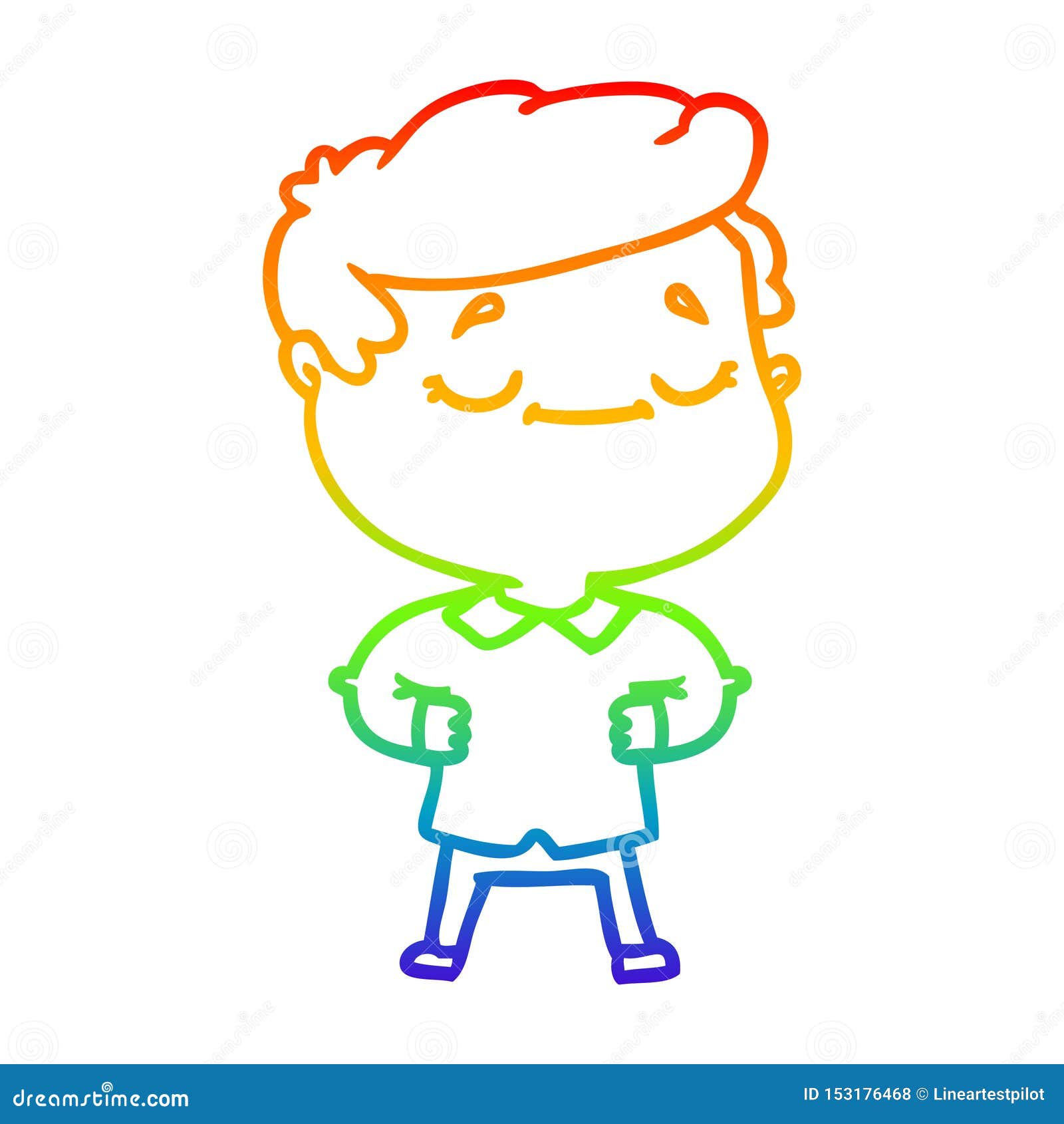 A Creative Rainbow Gradient Line Drawing Cartoon Proud Man Stock Vector ...