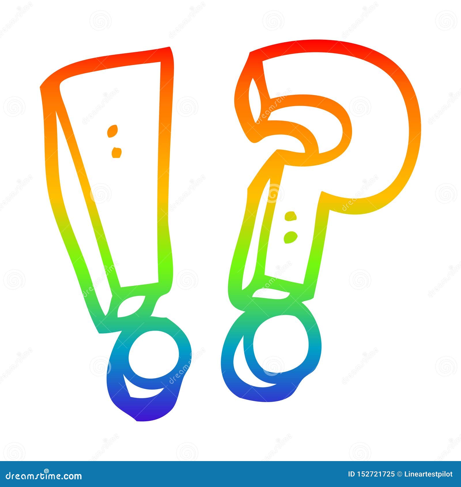 A Creative Rainbow Gradient Line Drawing Cartoon Question Mark and ...