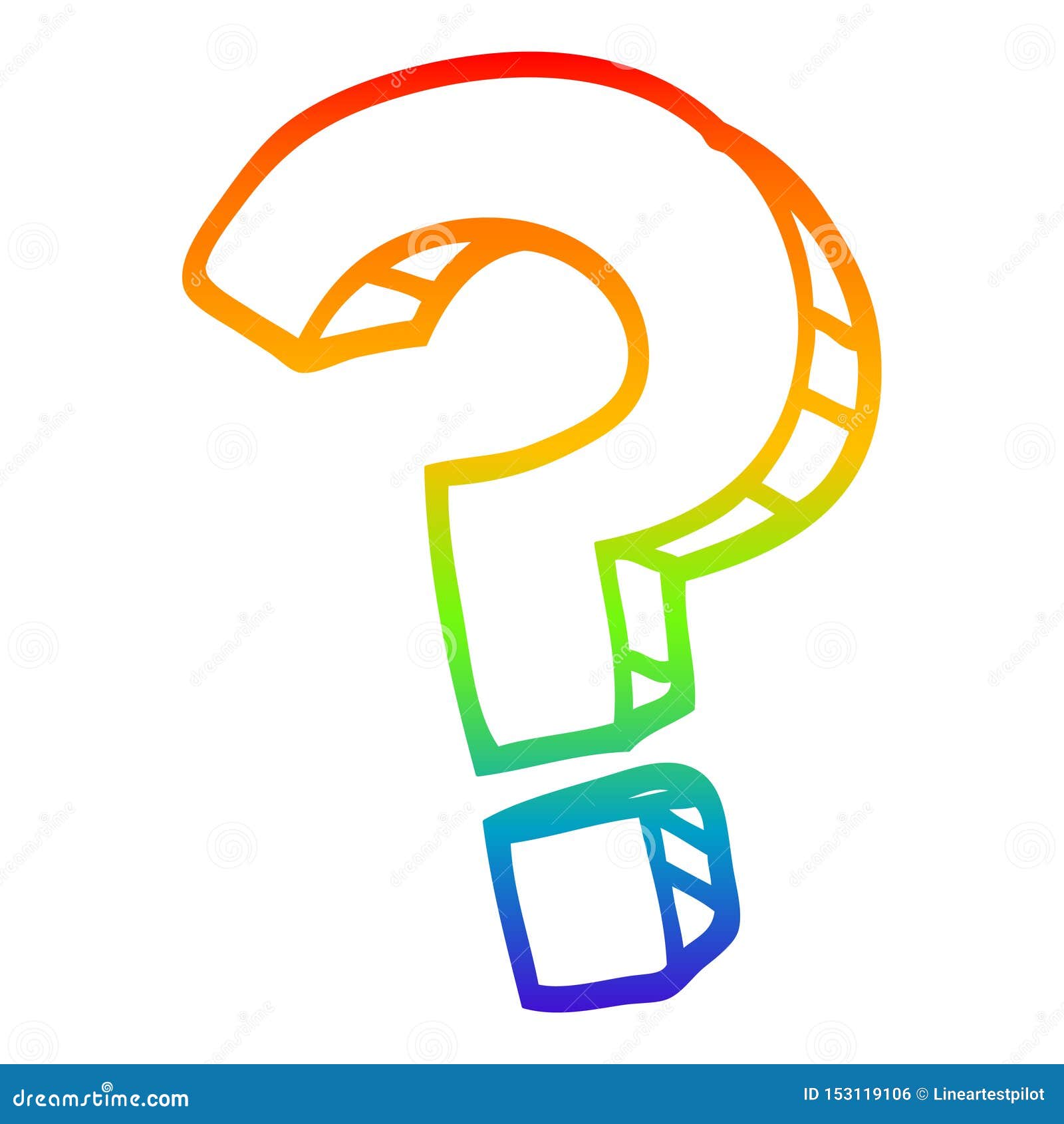 Question Mark Sign Cartoon Rainbow Line Gradient Spectrum Character ...