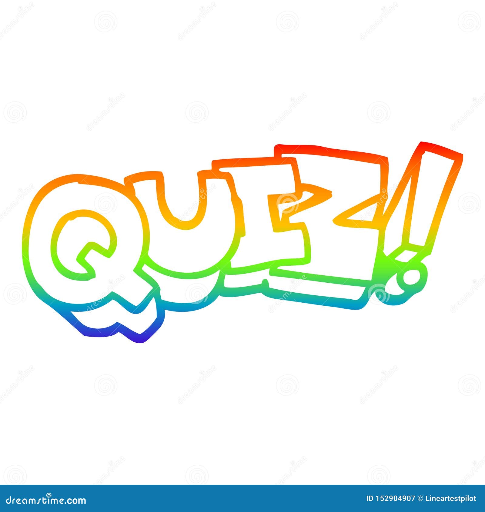 A Creative Rainbow Gradient Line Drawing Cartoon Quiz Sign Stock Vector ...