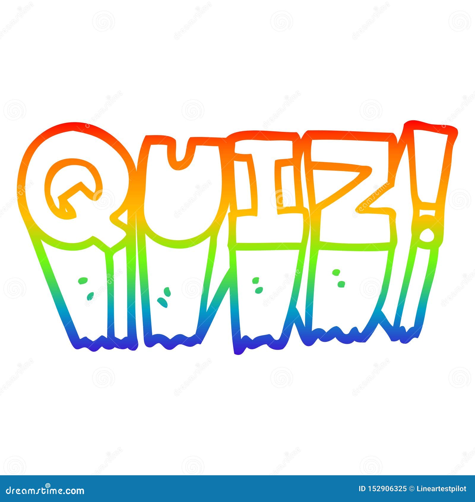 A Creative Rainbow Gradient Line Drawing Cartoon Quiz Sign Stock Vector ...