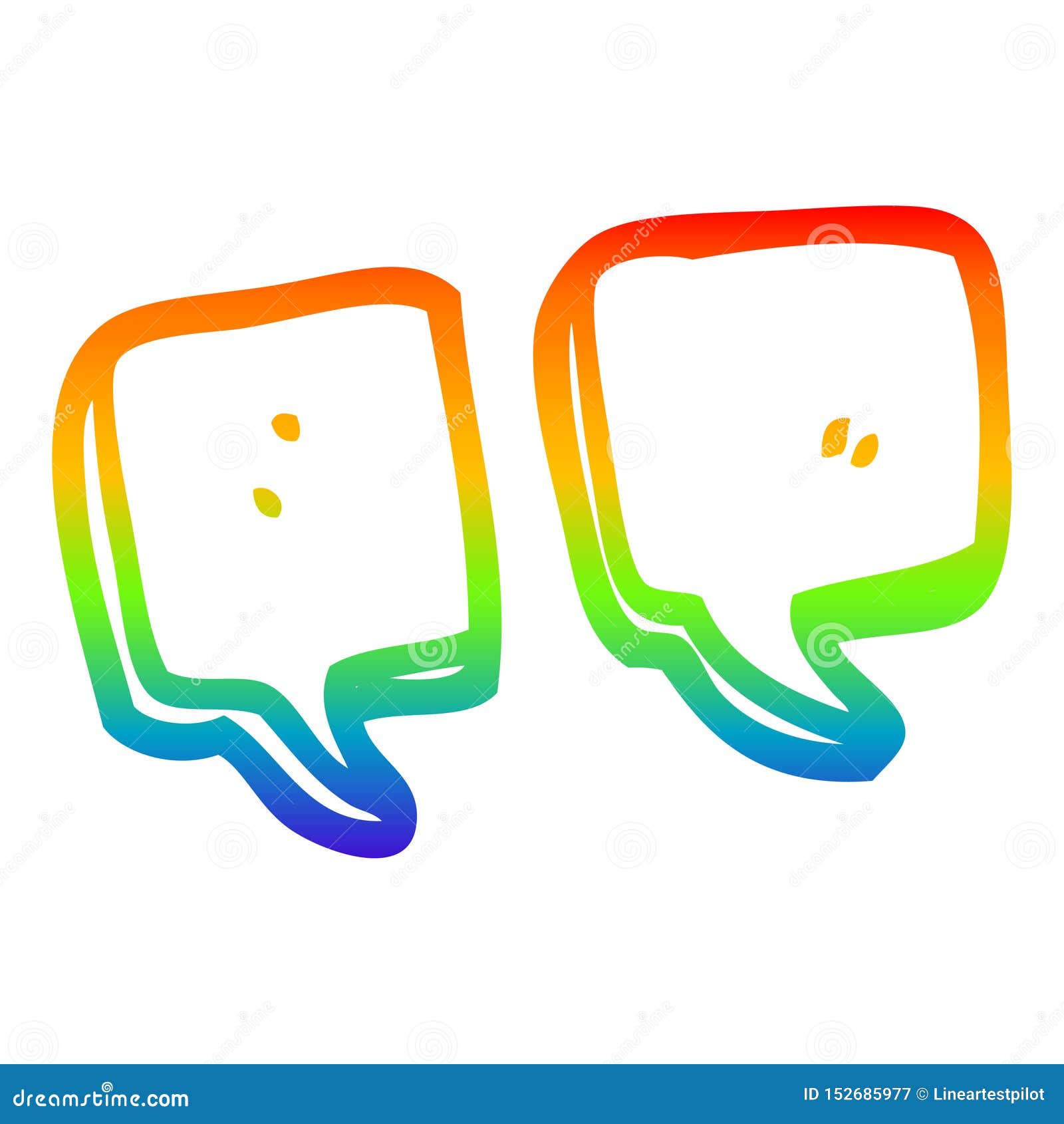 A Creative Rainbow Gradient Line Drawing Cartoon Quotation Marks Stock ...