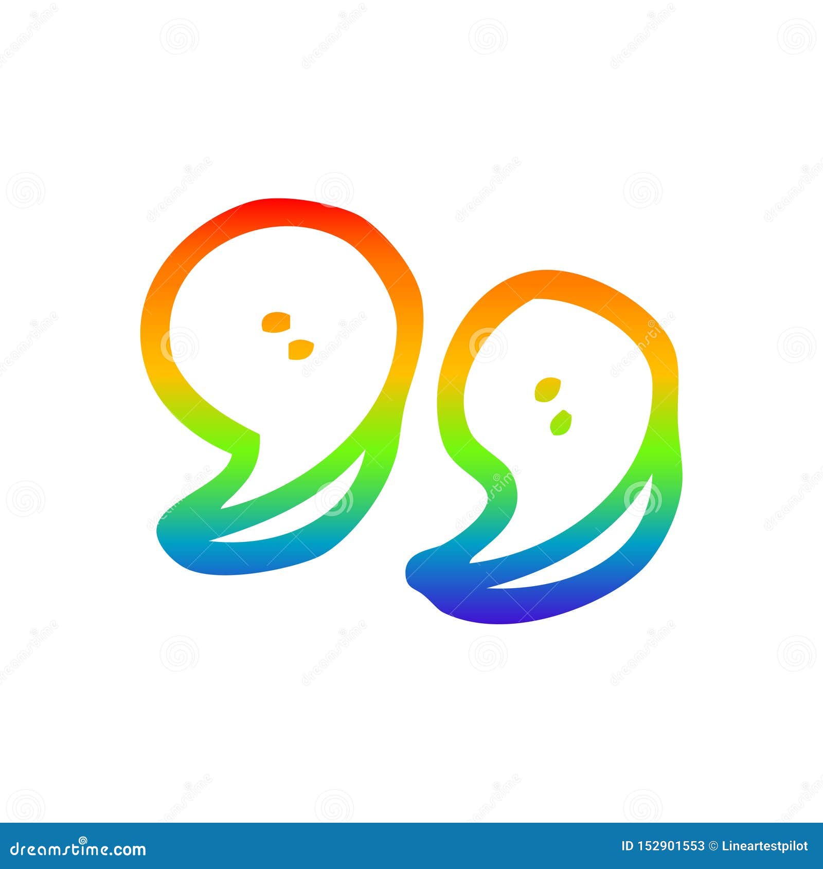 A Creative Rainbow Gradient Line Drawing Cartoon Quotation Marks Stock ...