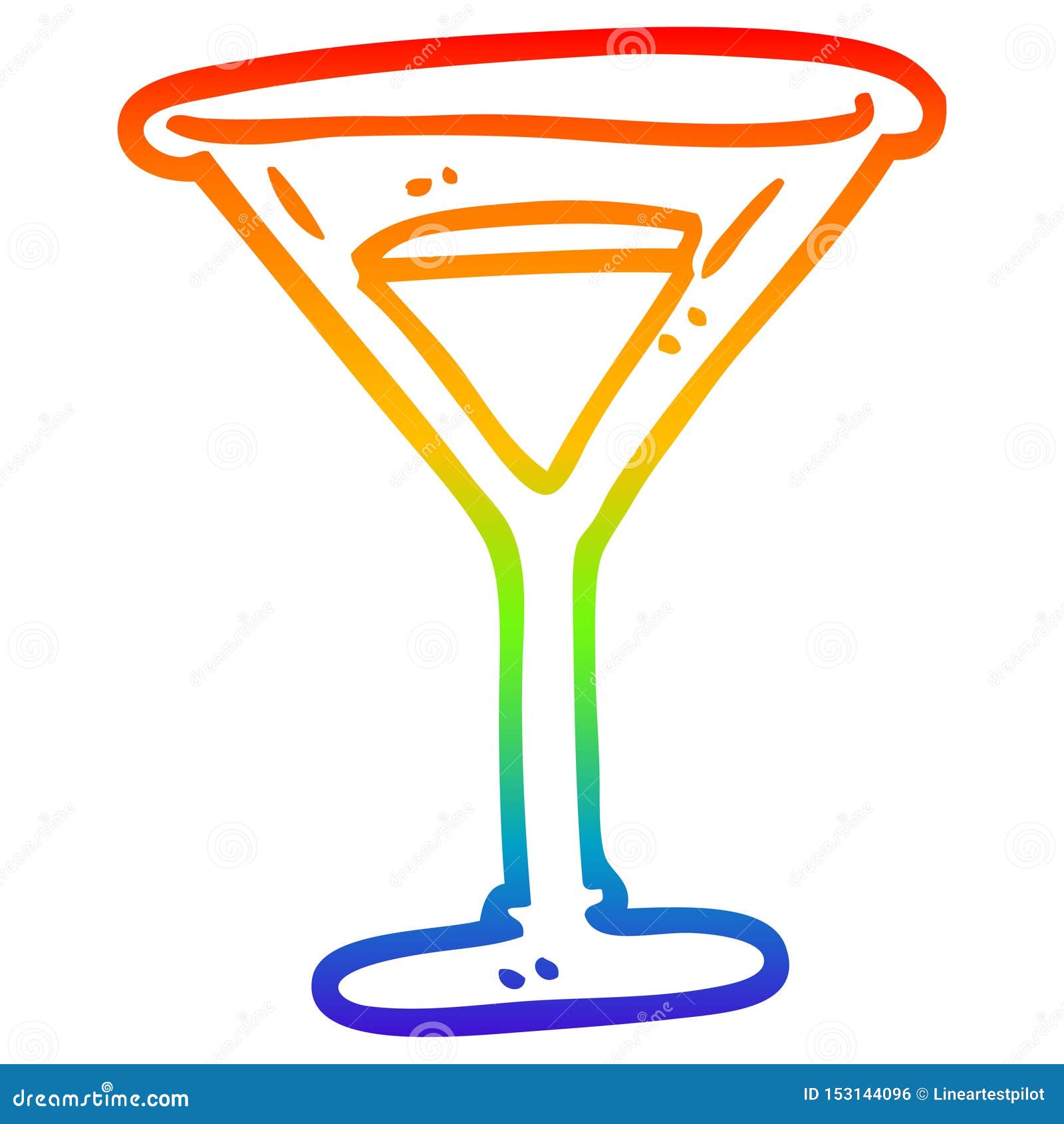 A Creative Rainbow Gradient Line Drawing Cartoon Red Cocktail Stock ...