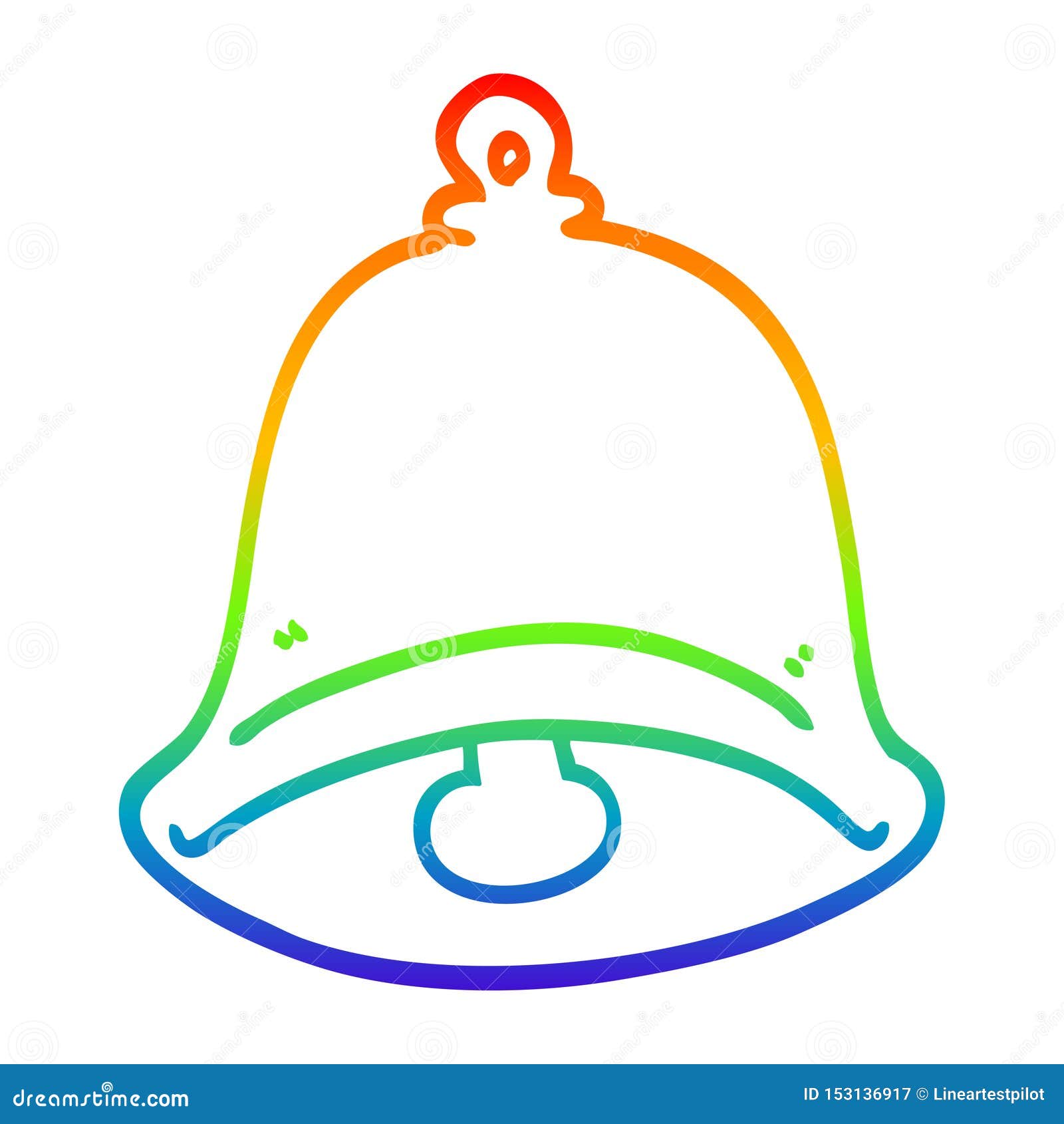 Ringing Bell Cartoon Rainbow Line Gradient Spectrum Doodle Drawing ...