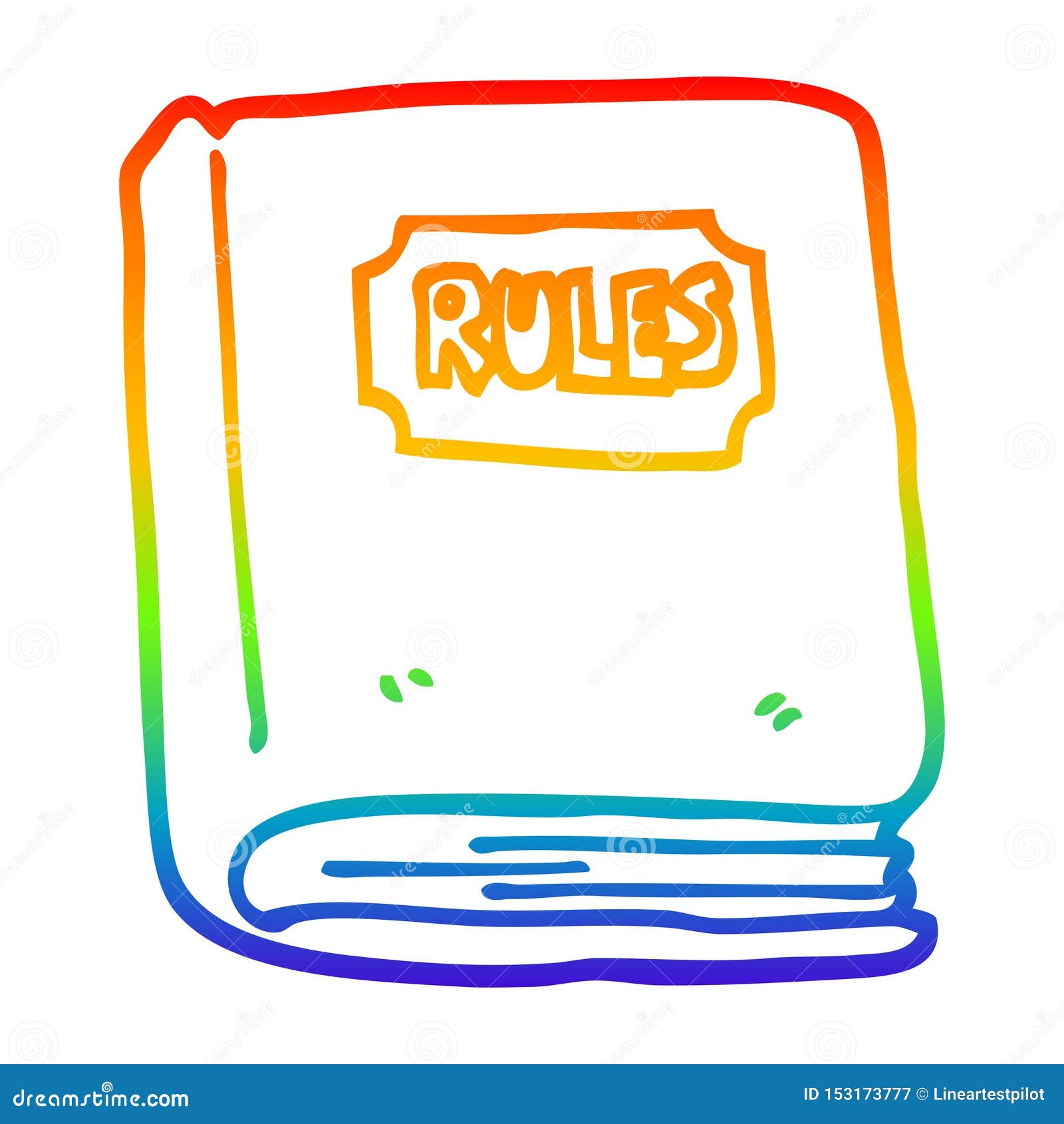 A Creative Rainbow Gradient Line Drawing Cartoon Rule Book Stock Vector ...