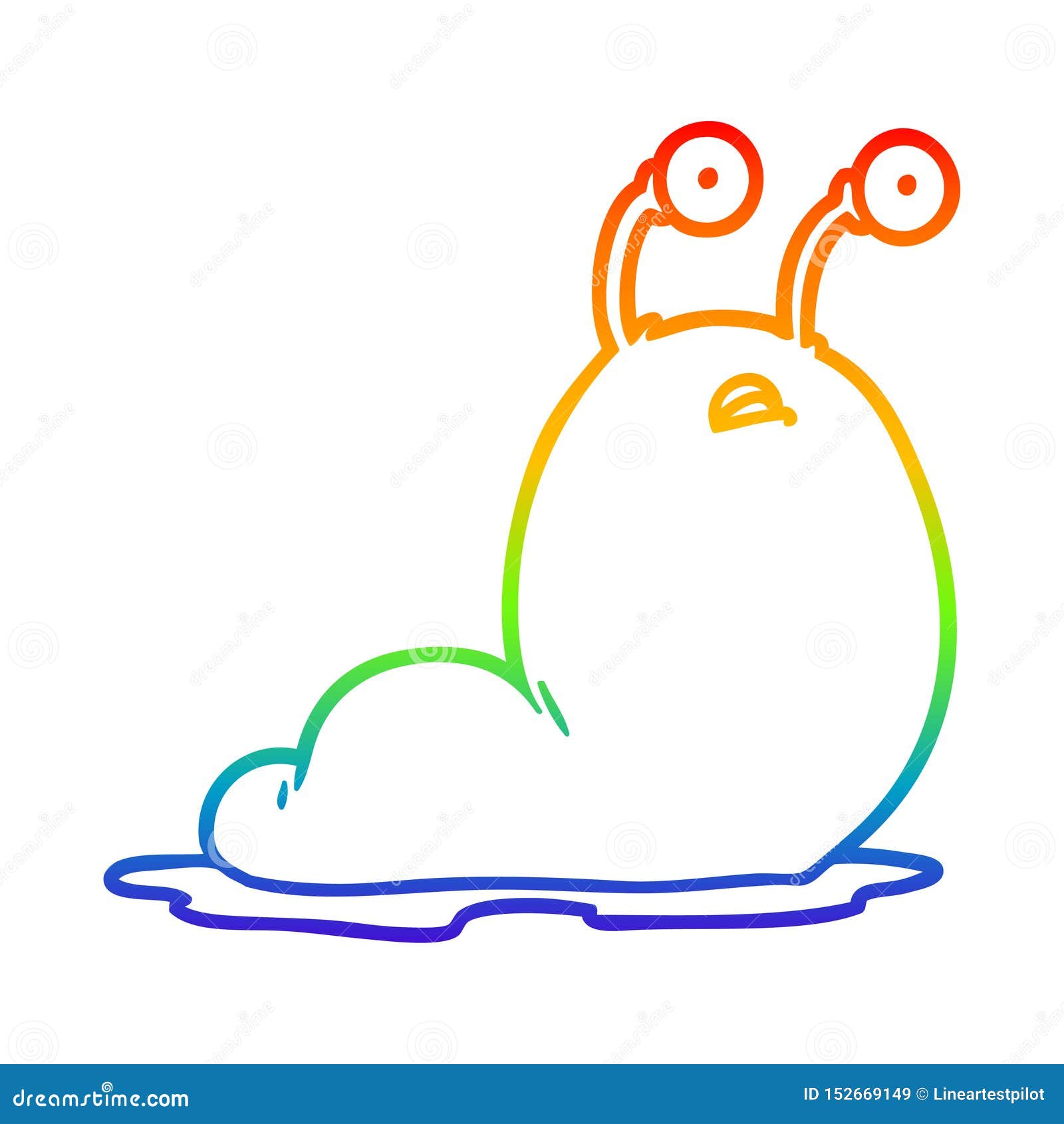 A Creative Rainbow Gradient Line Drawing Cartoon Slug Stock Vector ...