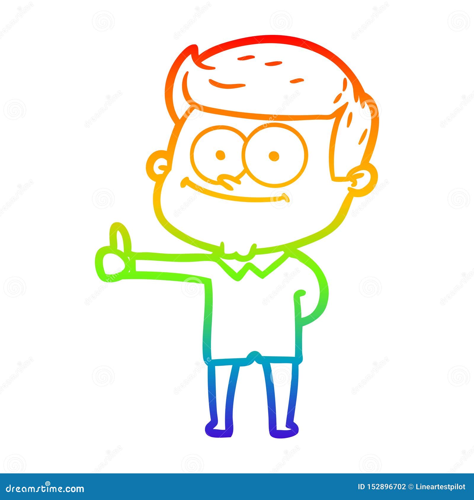 A Creative Rainbow Gradient Line Drawing Cartoon Smiling Man Stock ...