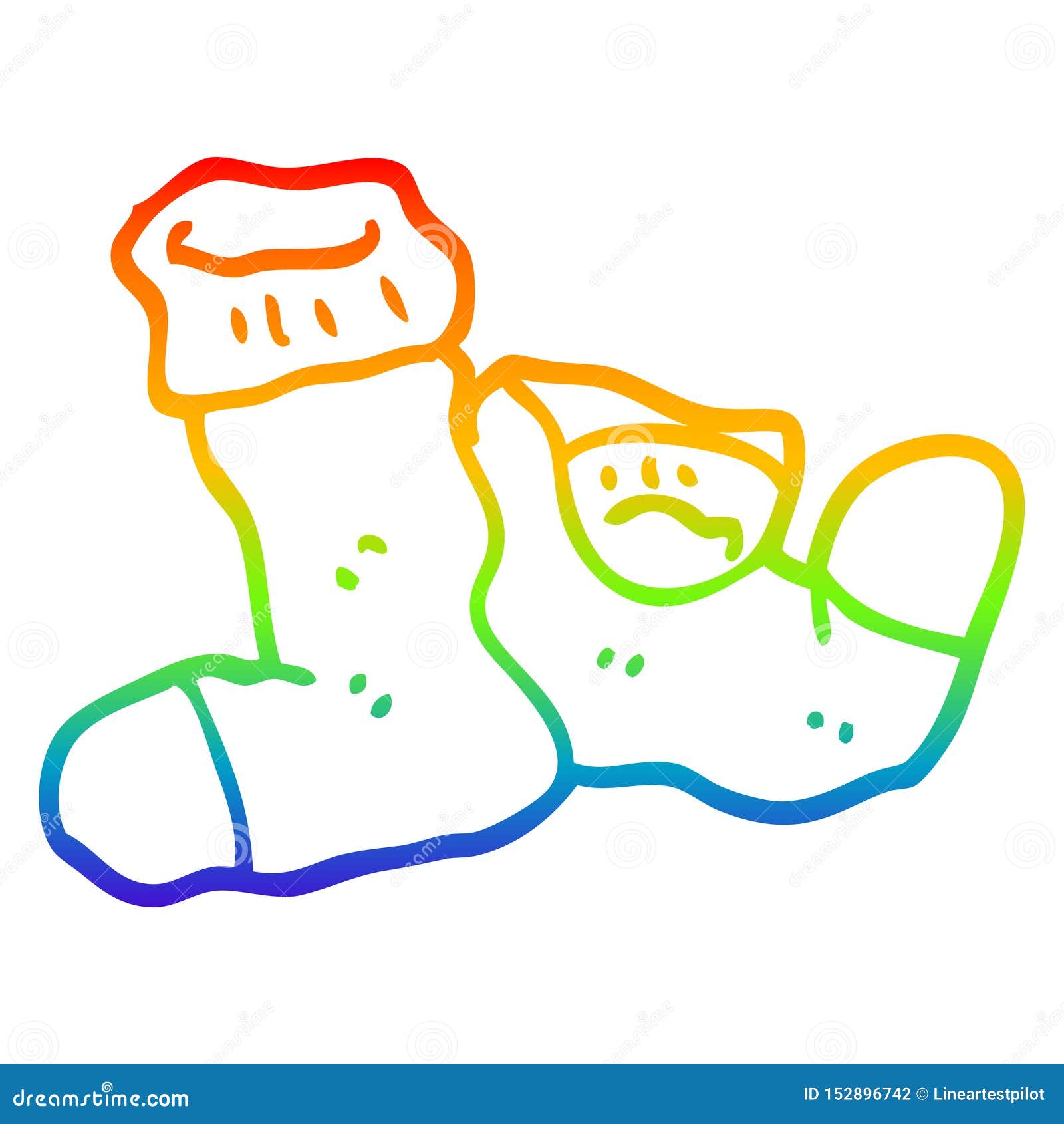 A Creative Rainbow Gradient Line Drawing Cartoon Socks Stock Vector ...
