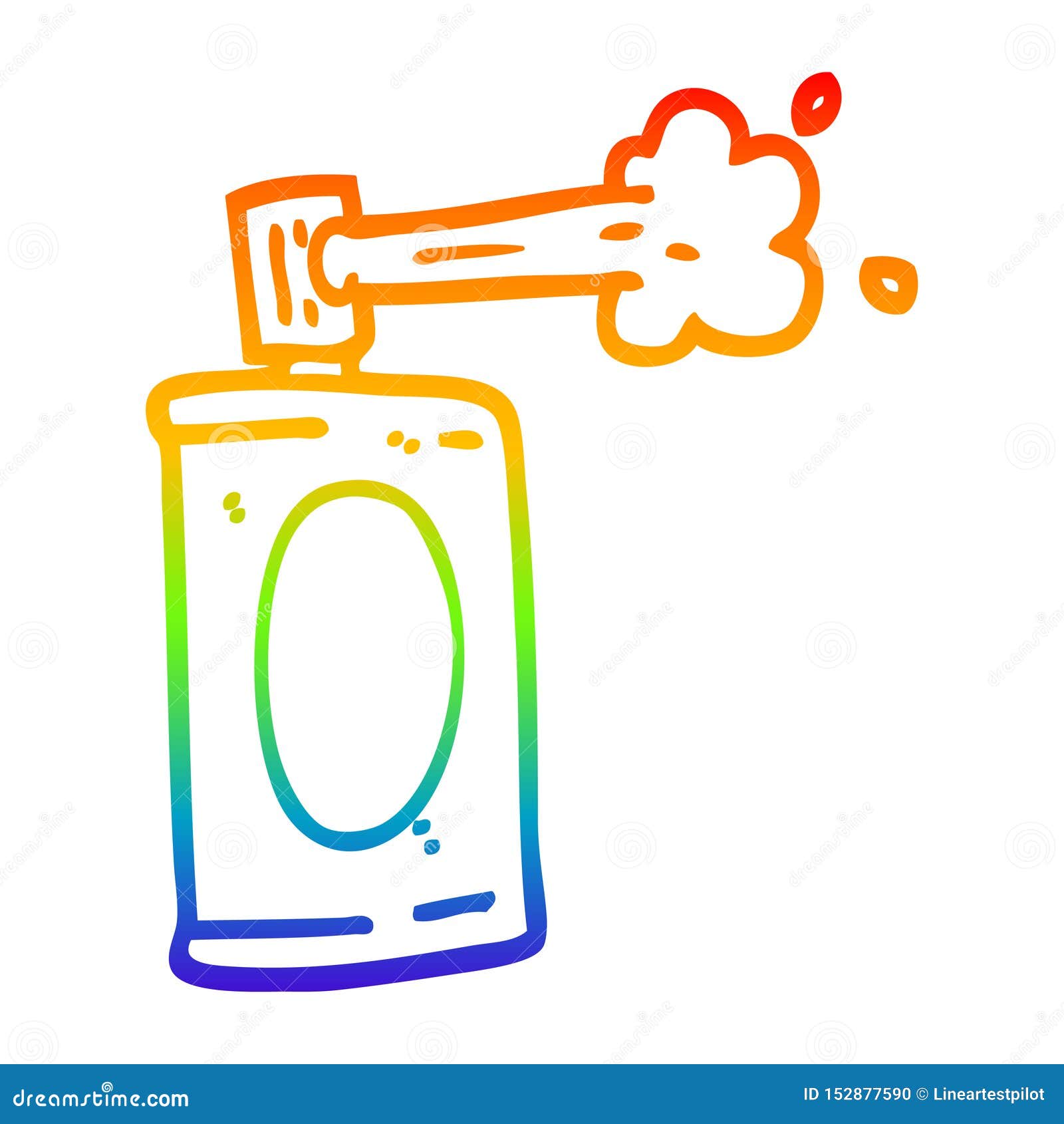 A Creative Rainbow Gradient Line Drawing Cartoon Spray Can Stock Vector ...