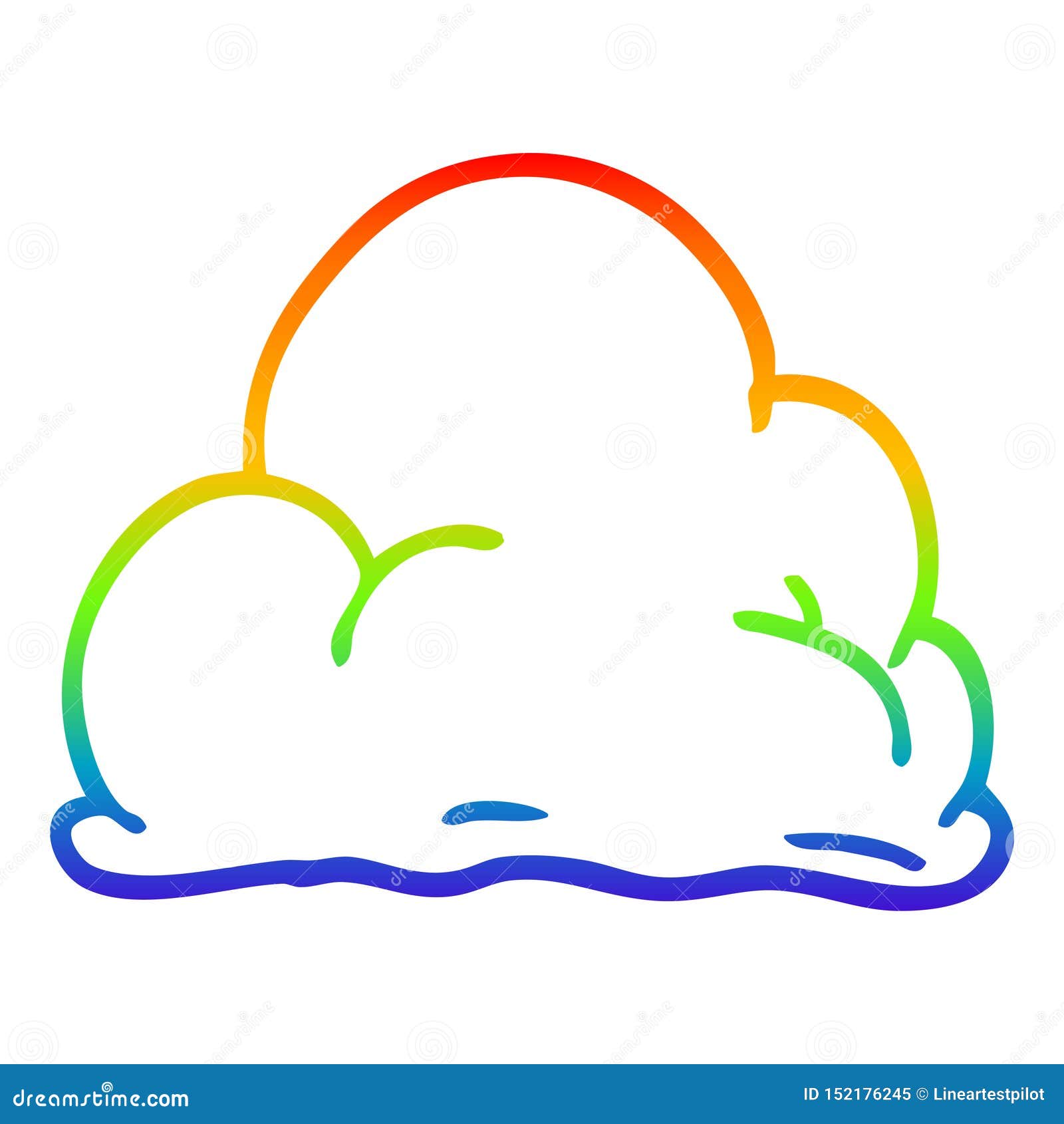 A Creative Rainbow Gradient Line Drawing Cartoon Storm Cloud Stock ...