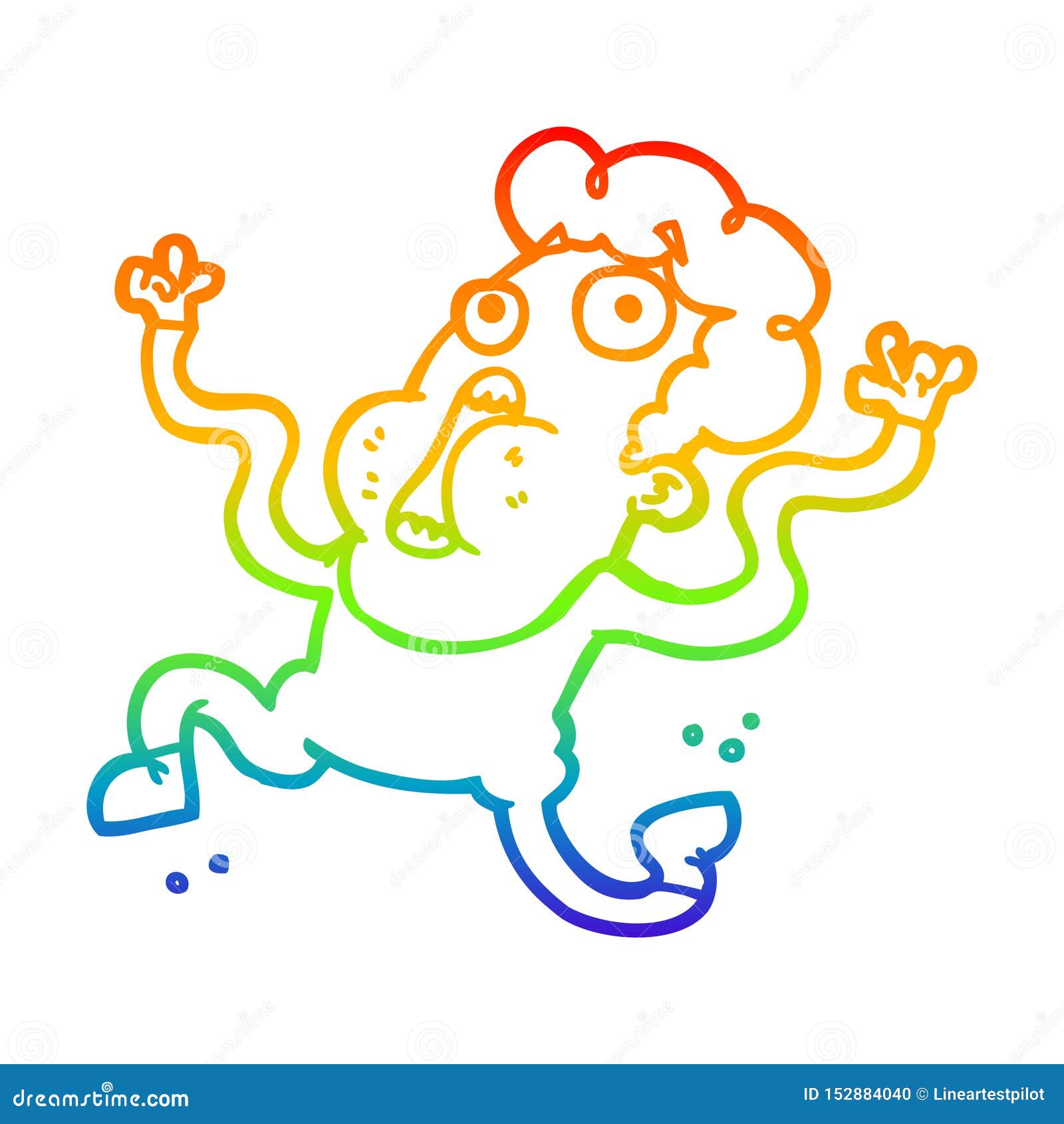 A Creative Rainbow Gradient Line Drawing Cartoon Terrified Man Stock ...