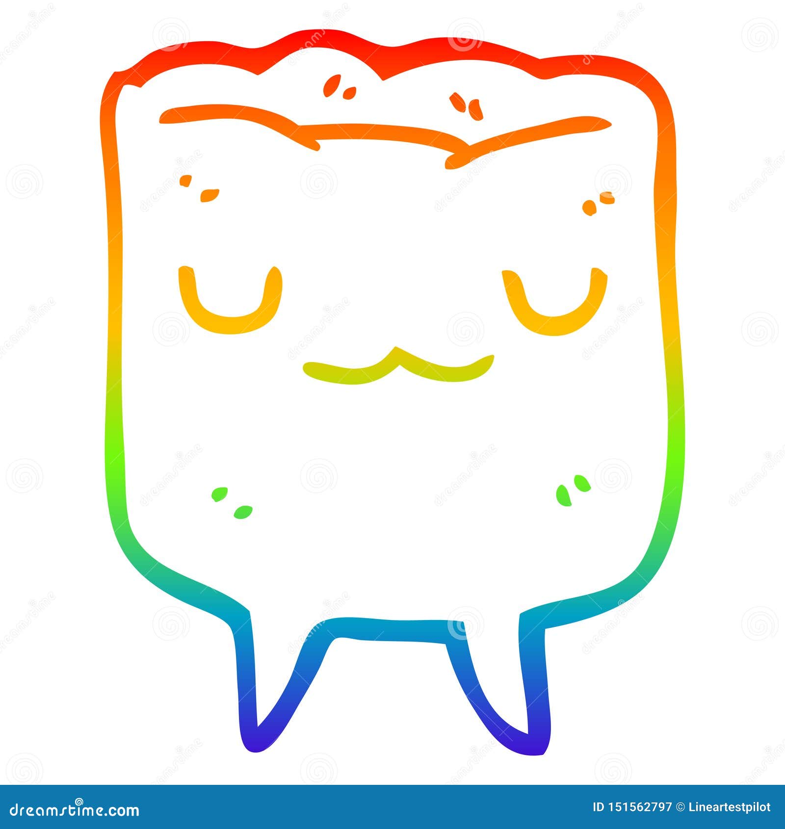 A Creative Rainbow Gradient Line Drawing Cartoon Tooth Stock Vector ...