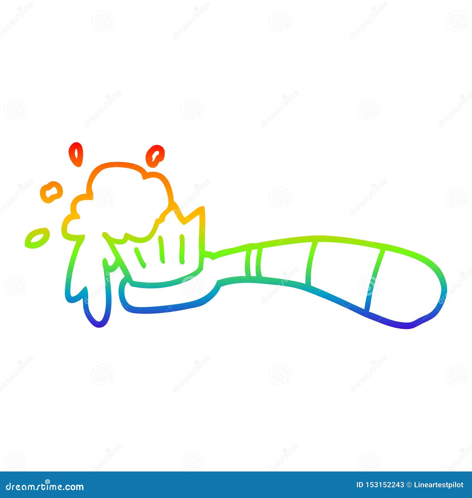 A Creative Rainbow Gradient Line Drawing Cartoon Toothbrush and Tooth ...