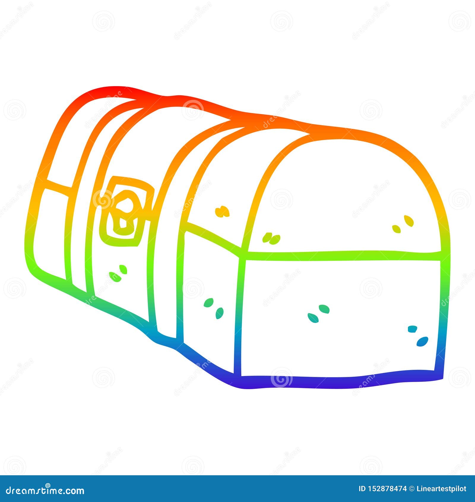 A Creative Rainbow Gradient Line Drawing Cartoon Treasure Chest Stock ...