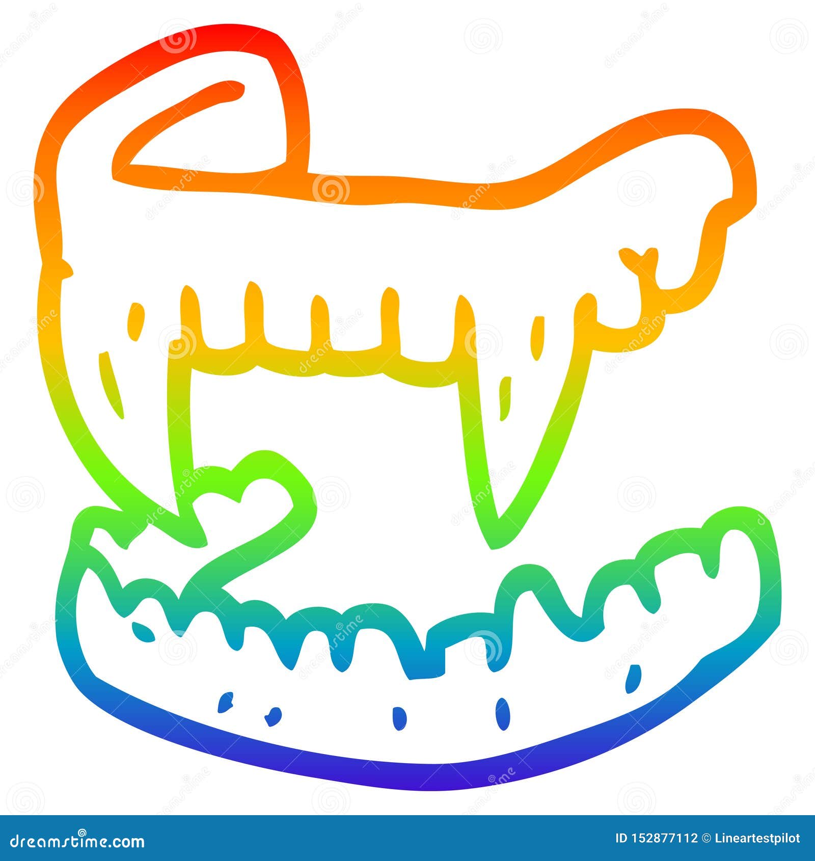 A Creative Rainbow Gradient Line Drawing Cartoon Vampire Fangs Stock ...