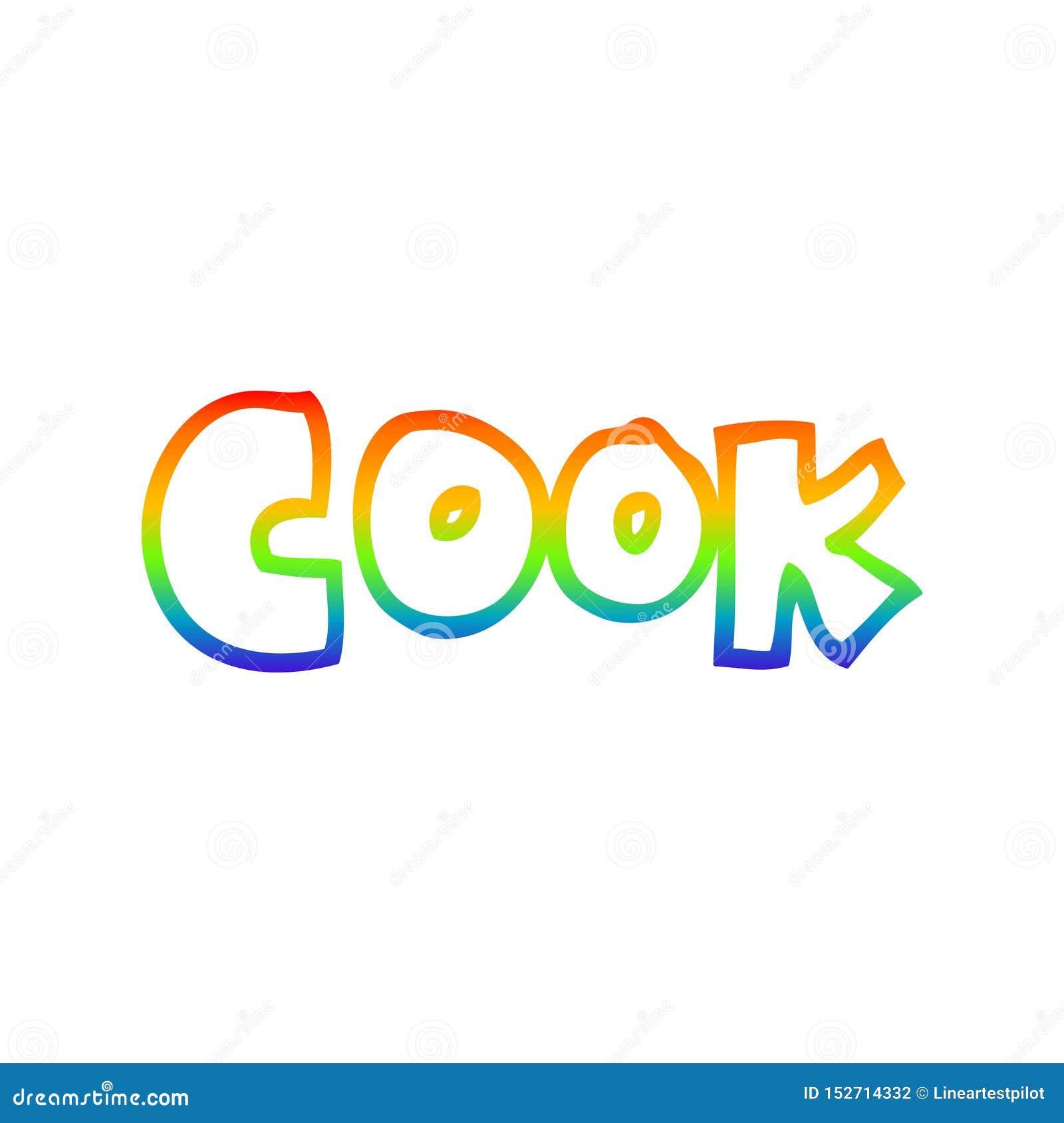 A Creative Rainbow Gradient Line Drawing Cartoon Word Cook Stock Vector ...
