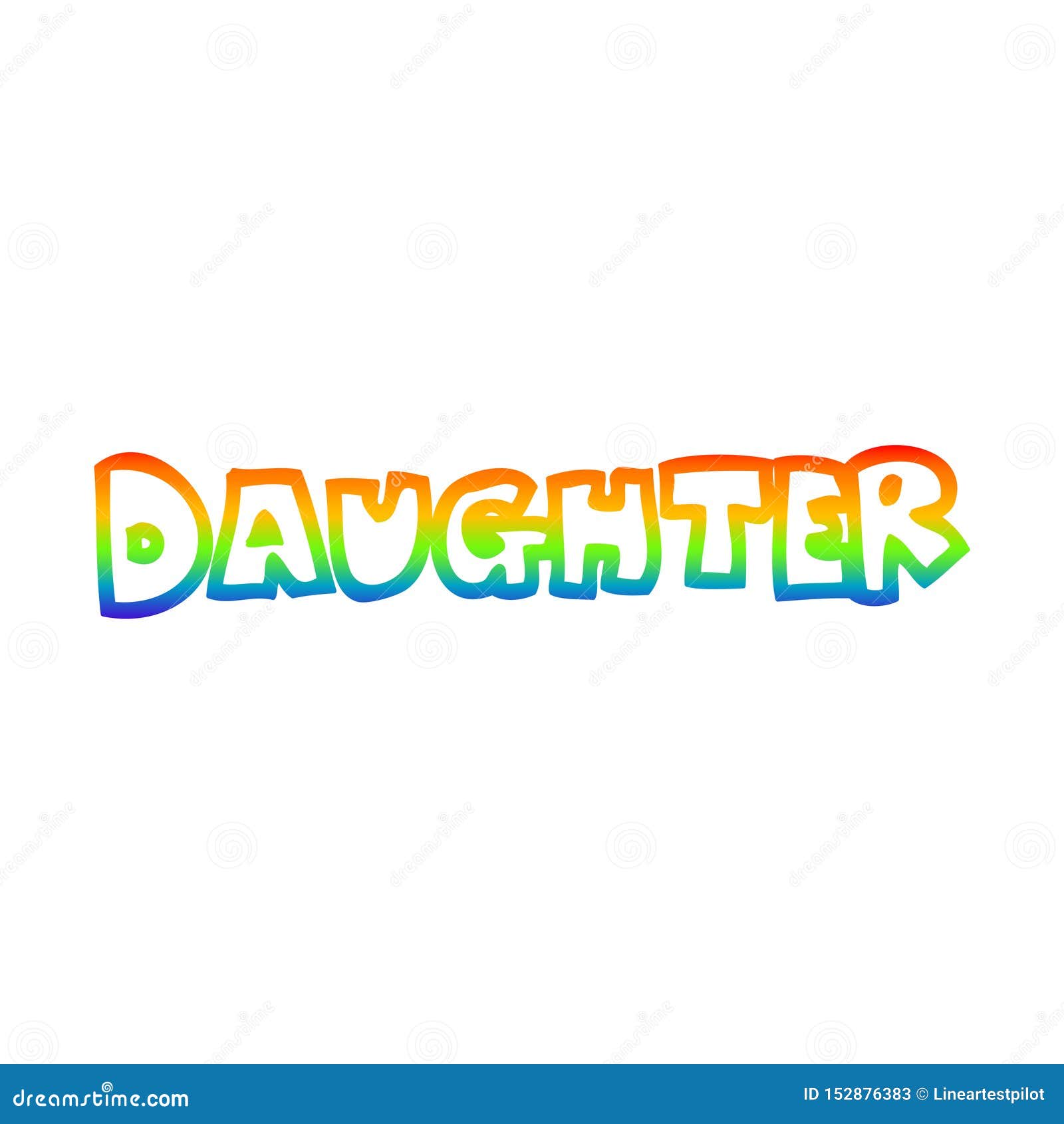 A Creative Rainbow Gradient Line Drawing Cartoon Word Daughter Stock ...