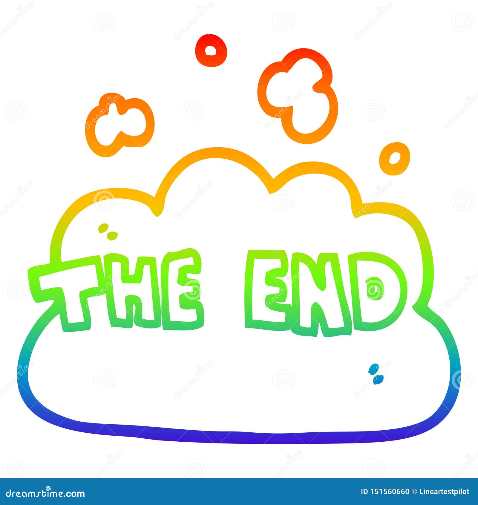 A Creative Rainbow Gradient Line Drawing Cartoon Wording the End Stock ...