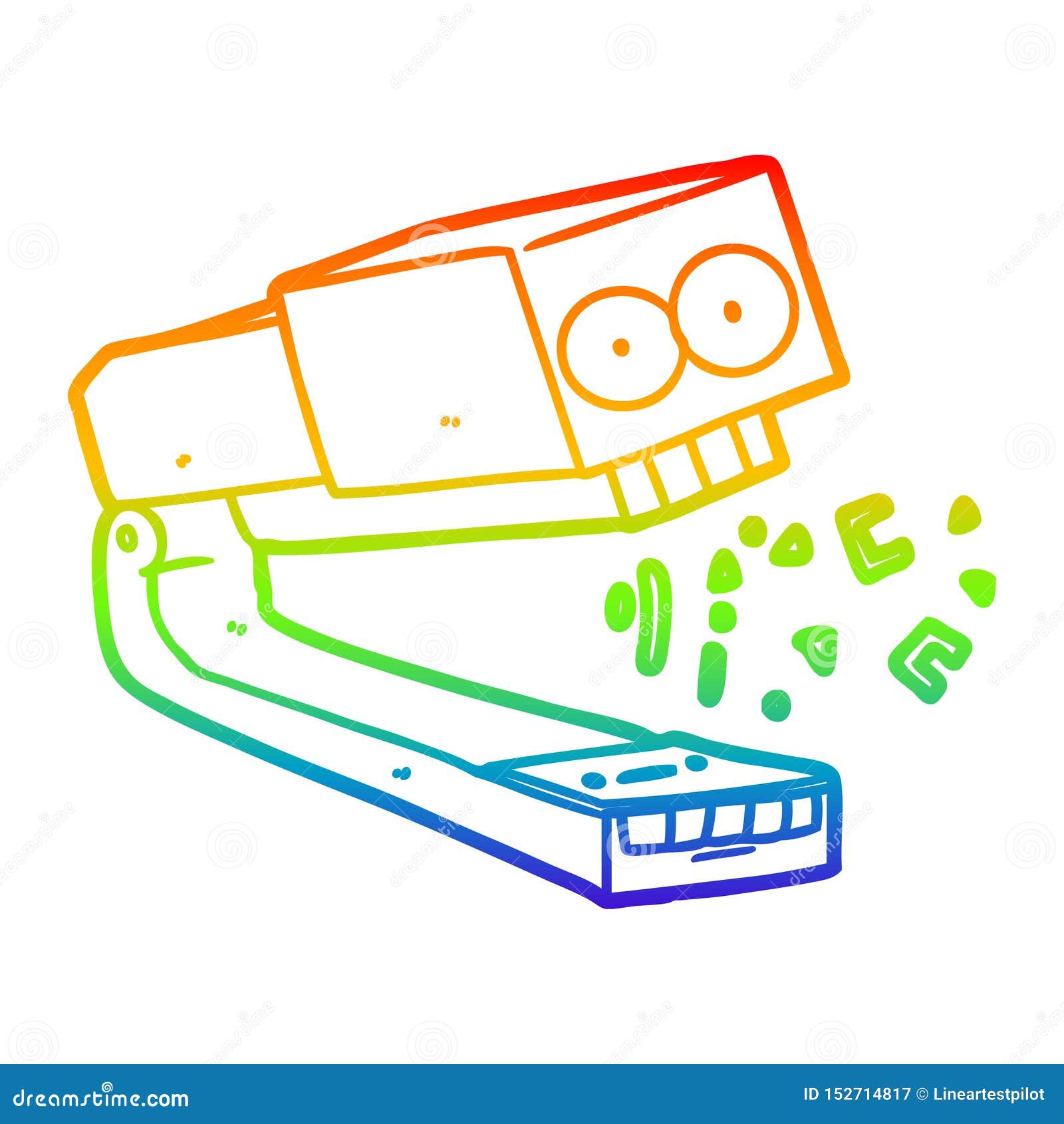 A Creative Rainbow Gradient Line Drawing Crazy Cartoon Stapler Stock ...