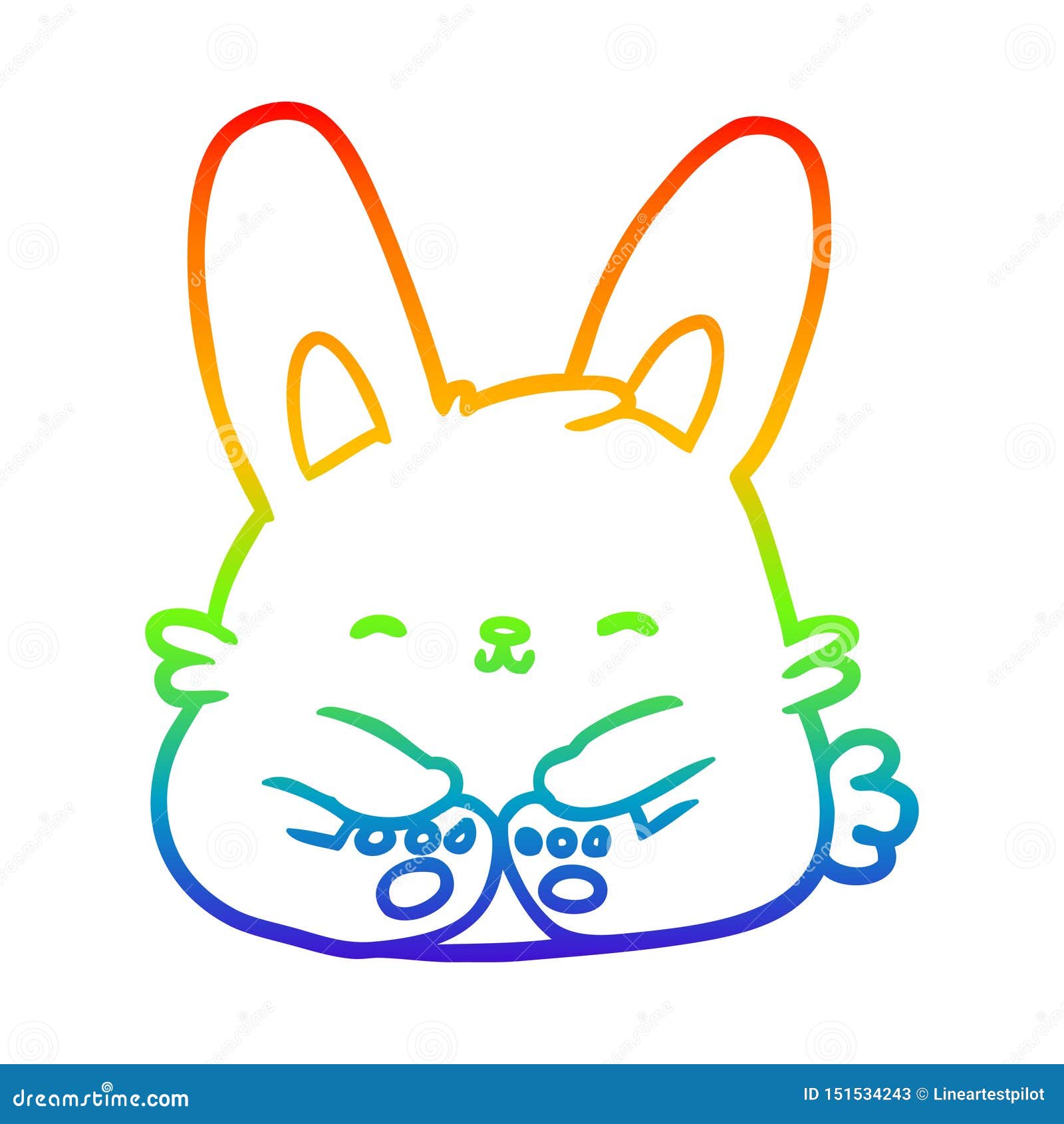 A Creative Rainbow Gradient Line Drawing Cute Bunny Rabbit Stock Vector ...