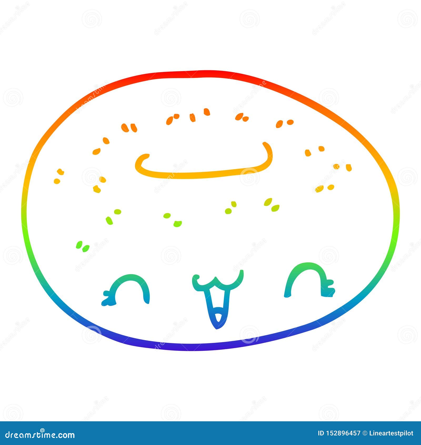 A Creative Rainbow Gradient Line Drawing Cute Cartoon Donut Stock ...